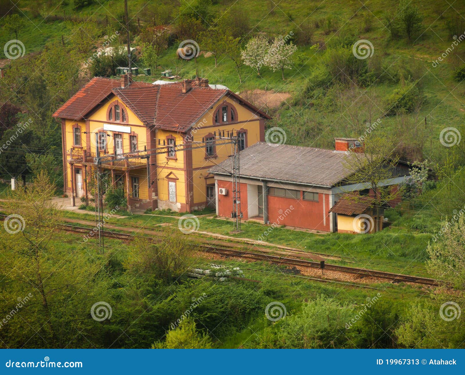 Vintage Yellow Train Station Stock Image - Image of railway, antique ...