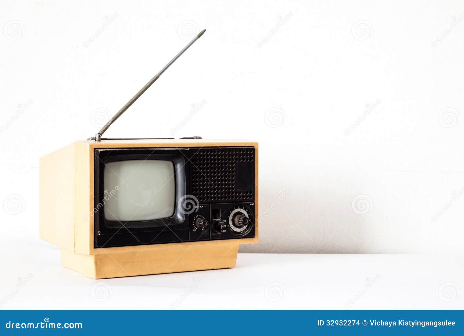 Vintage Yellow TV stock photo. Image of display, grunge - 32932274