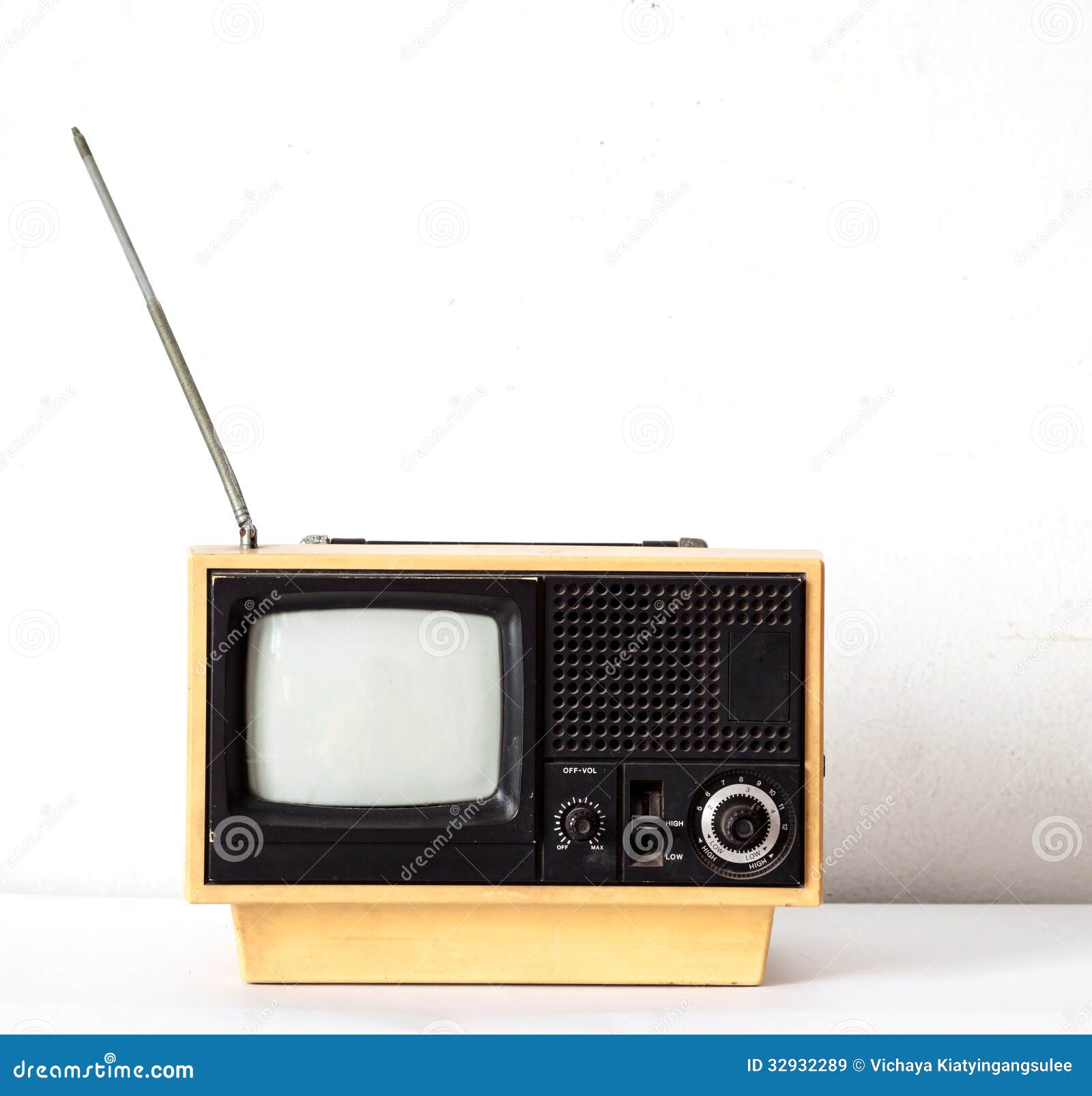 Vintage Yellow TV stock image. Image of closeup, channel - 32932289