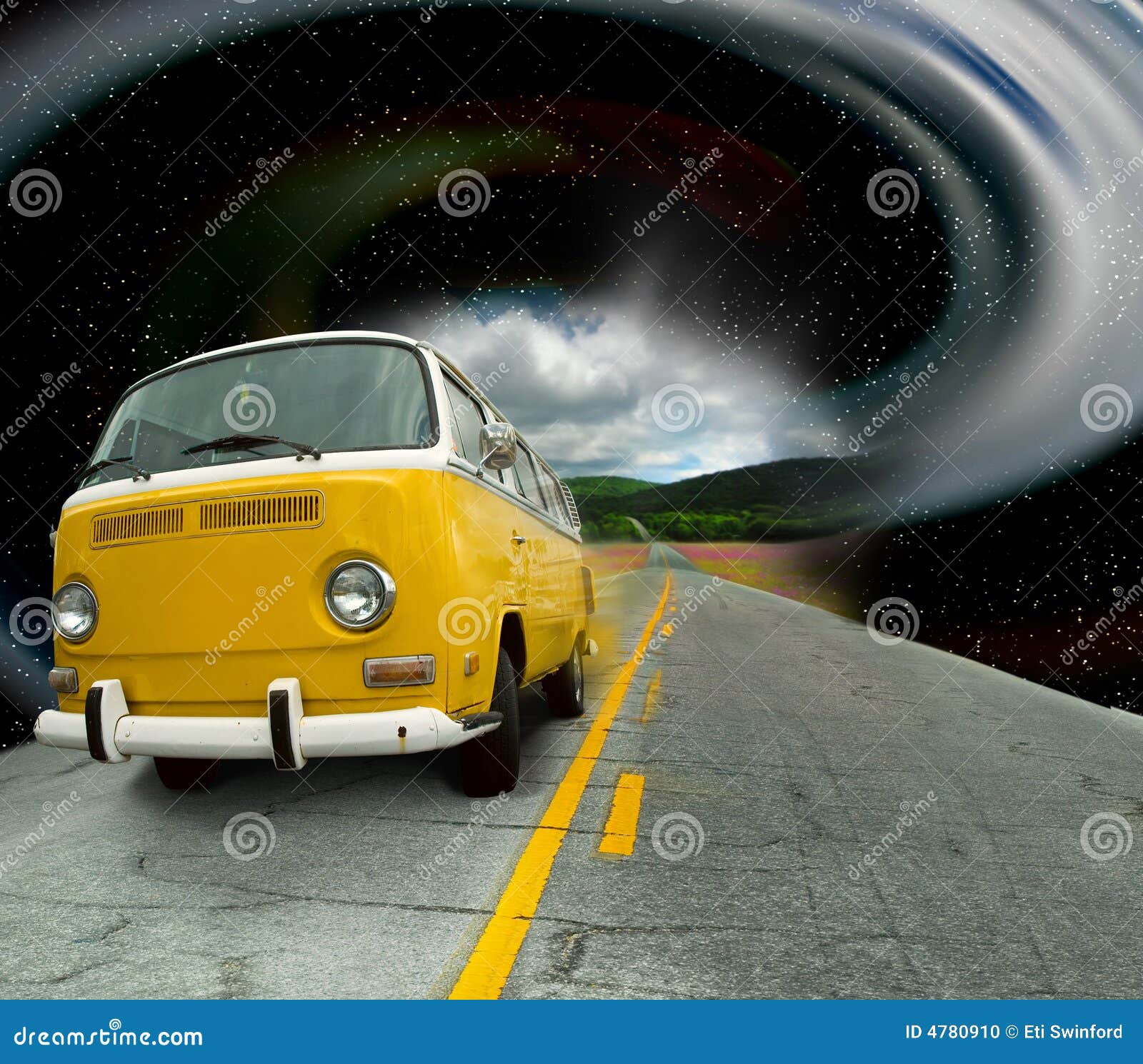 Vintage yellow van stock photo. Image of travel, dawn - 4780910
