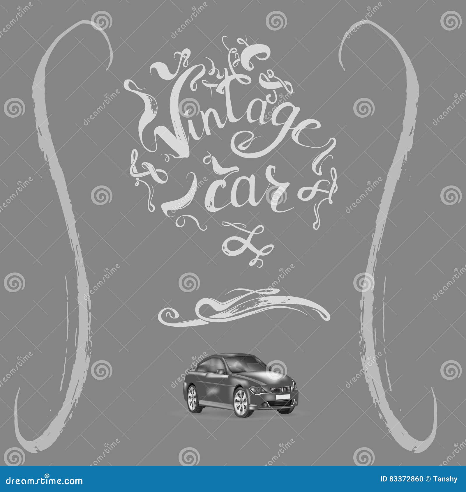 Vintages Car Lettering Vector Stock Vector - Illustration of machine ...