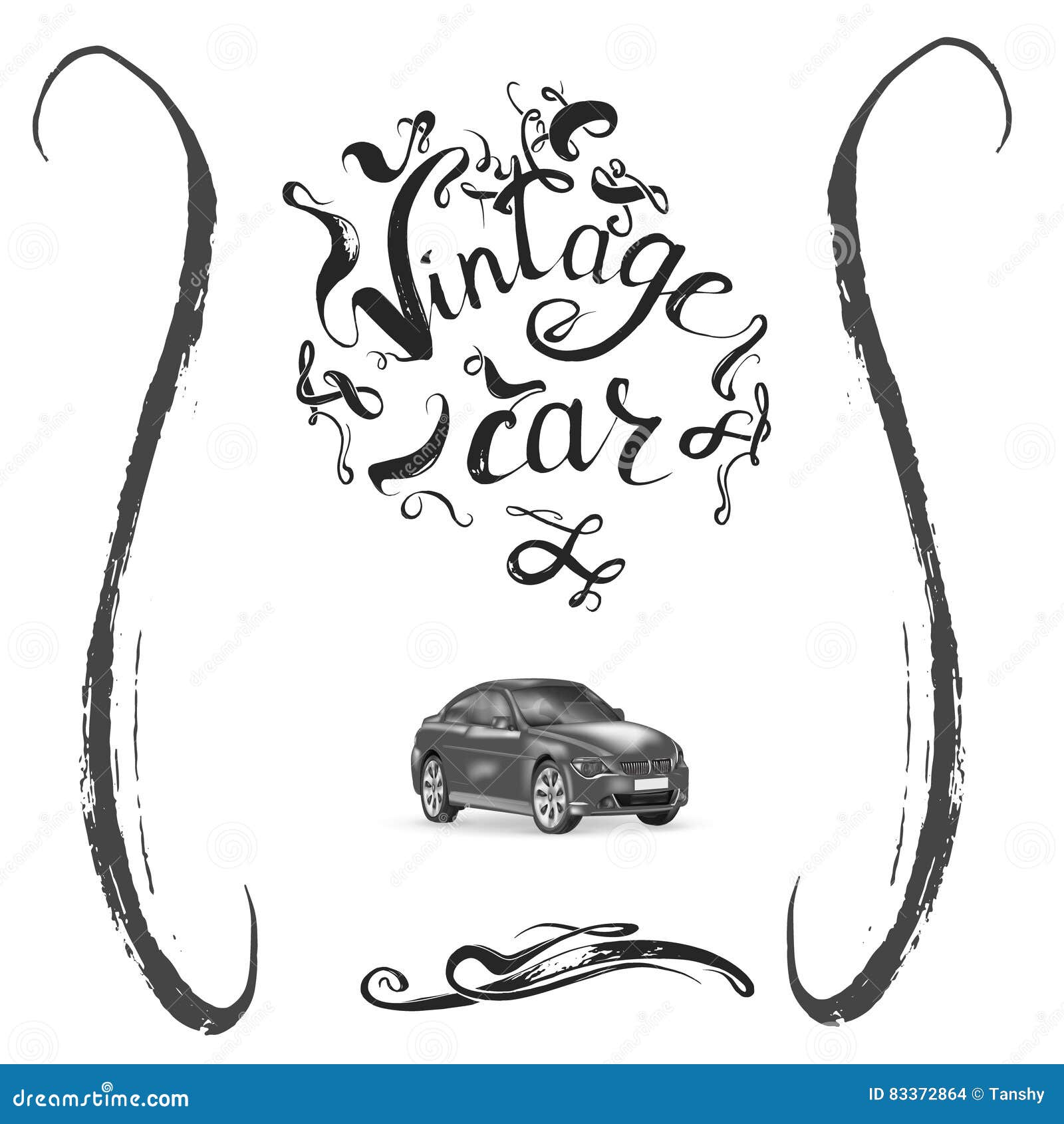 Vintages Car Lettering Vector Stock Vector - Illustration of postcard ...
