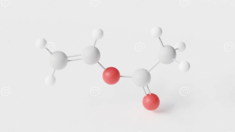 Vinyl Acetate Molecule 3d, Molecular Structure, Ball and Stick Model ...