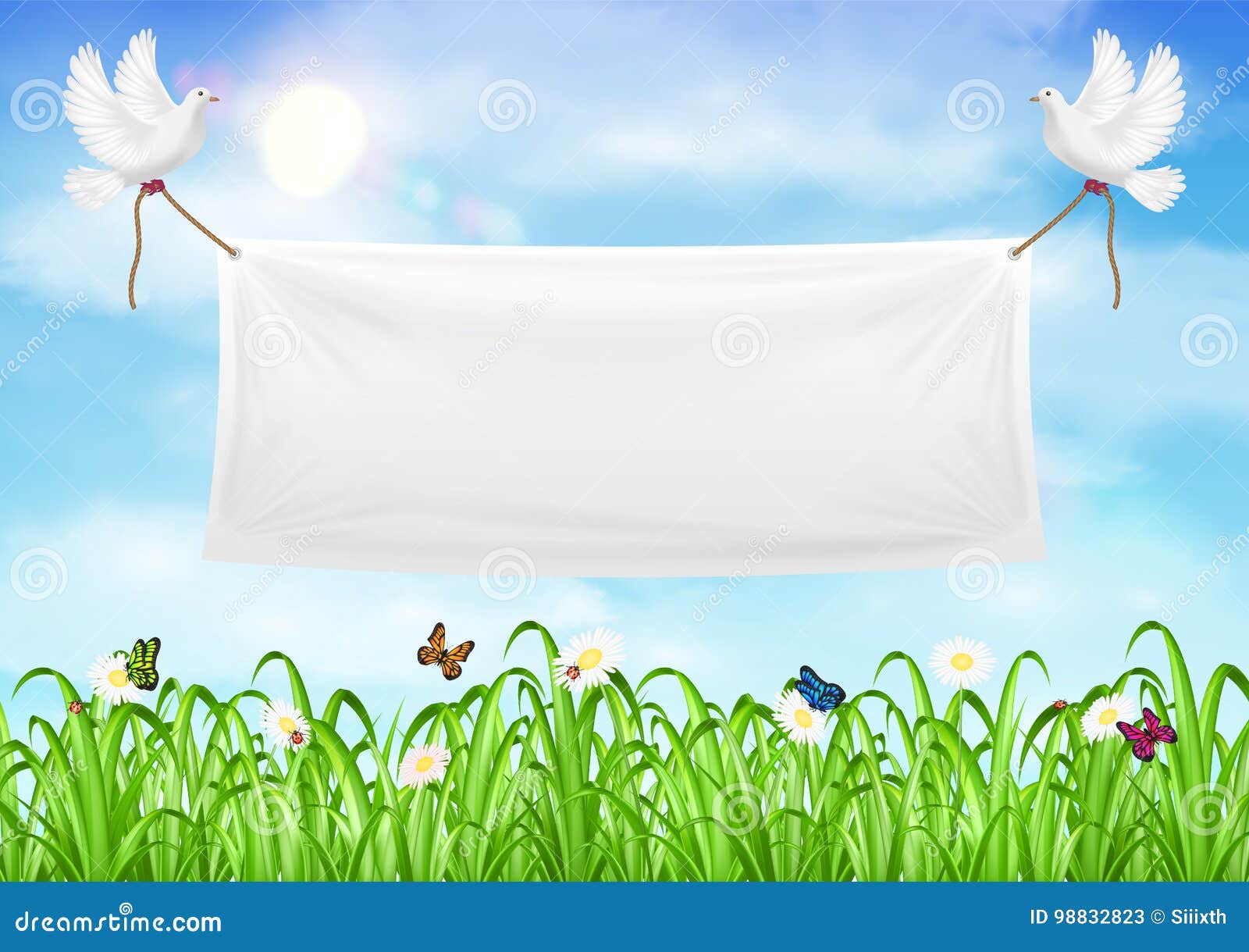 Vinyl Banners Backdrop with White Pigeon and Ropes Stock Vector ...