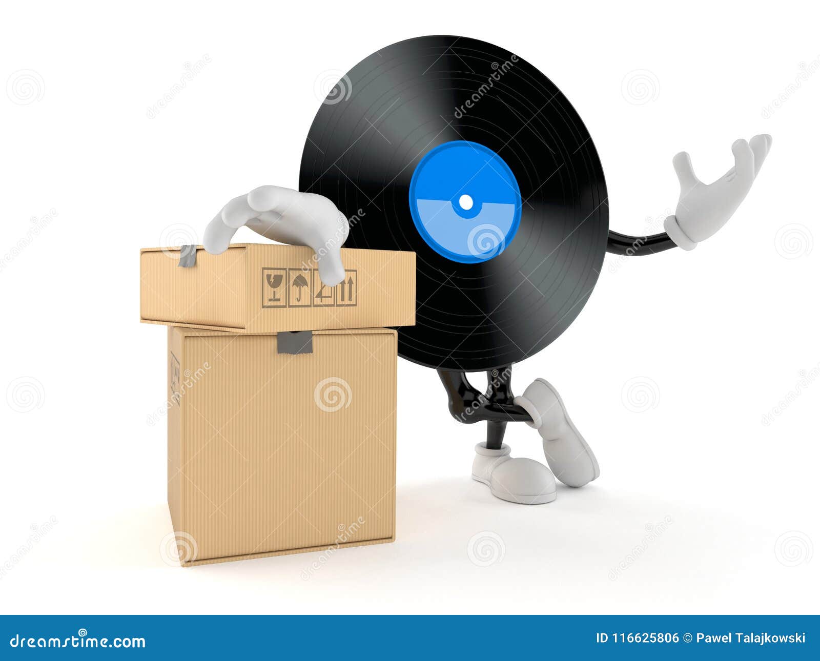 Vinyl Character with Stack of Boxes Stock Illustration - Illustration ...