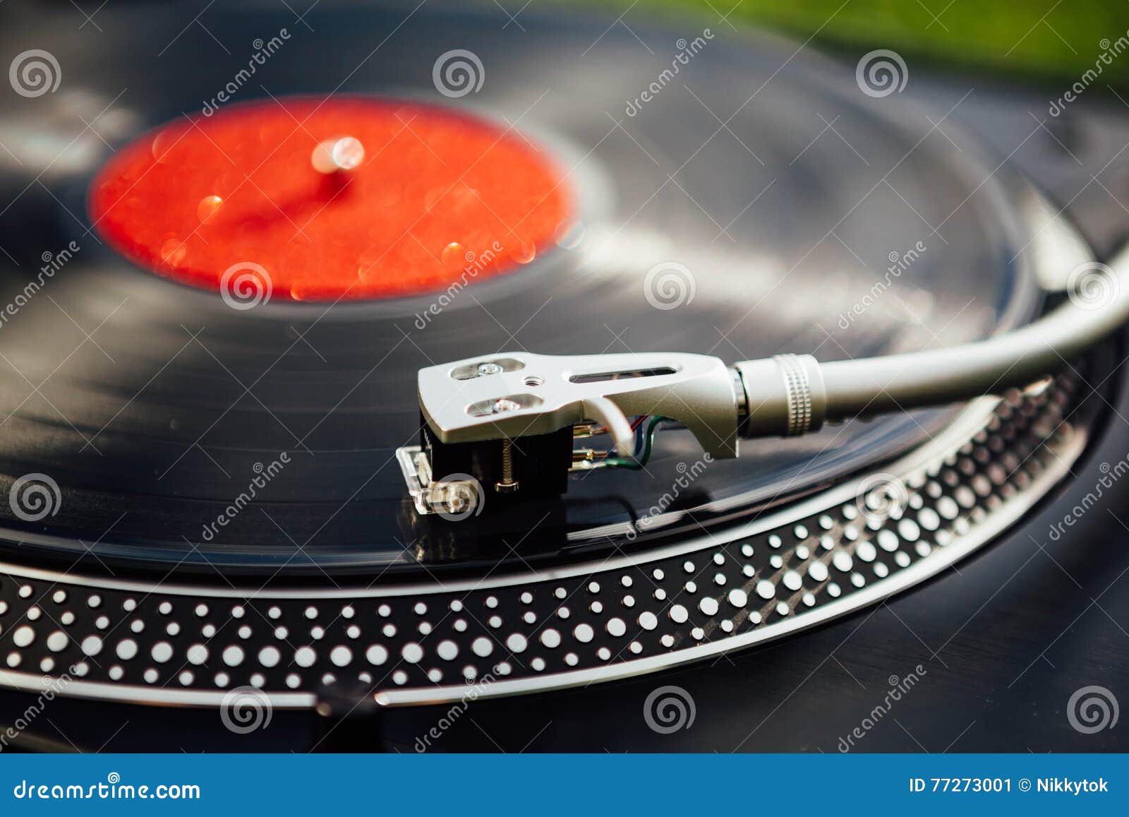 Vinyl Disc Playing on Turntable Stock Image - Image of open, school ...