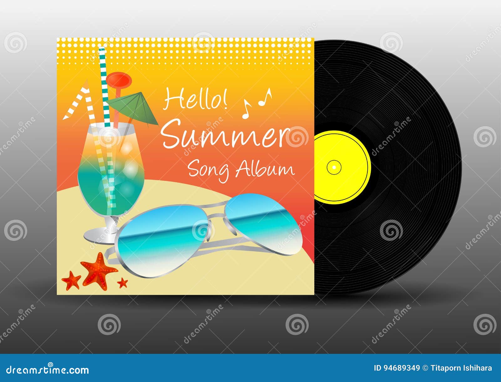 Vinyl Disc Record Summer Song Album Vector Stock Vector - Illustration ...
