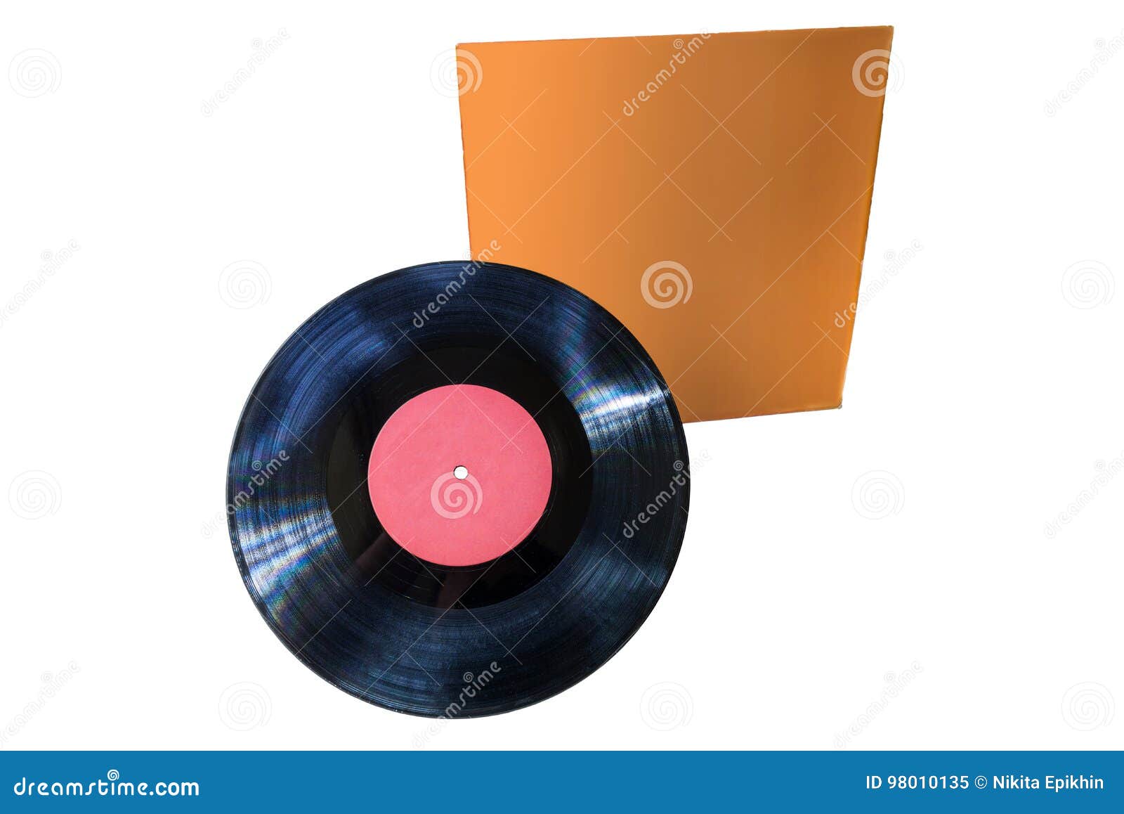 Vinyl Disc with Red Label and Orange Cover Stock Image - Image of hear ...