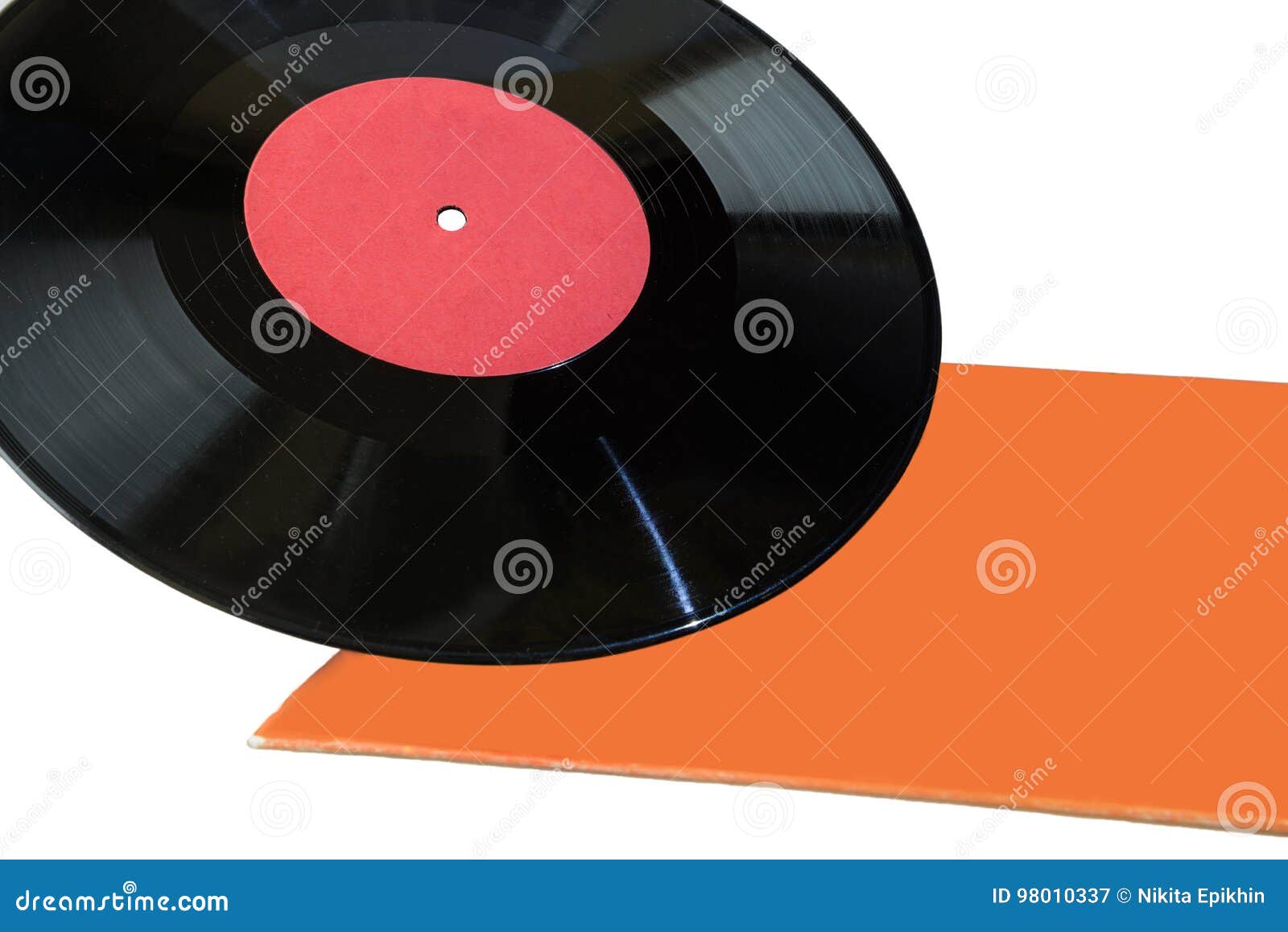 Vinyl Disc with Red Label and Orange Cover Stock Image - Image of blank ...