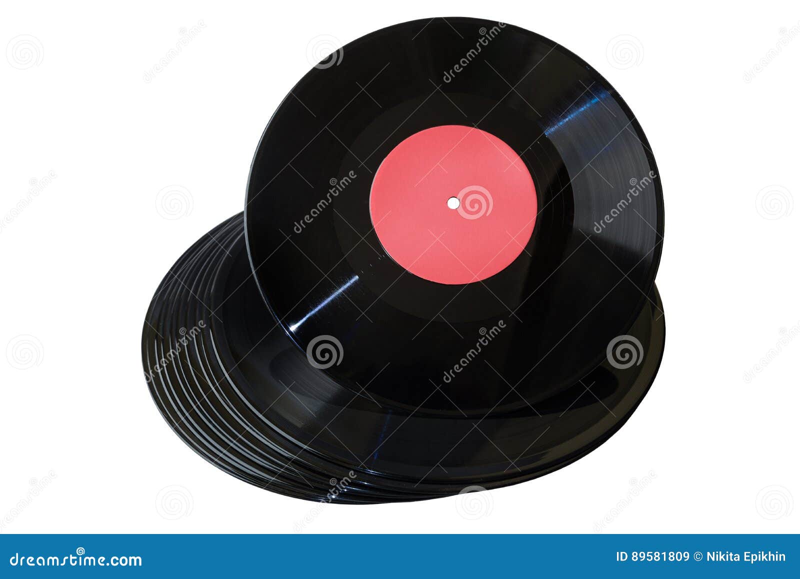 Vinyl Disc with Red Label on Vinyl Stack Stock Image - Image of black ...