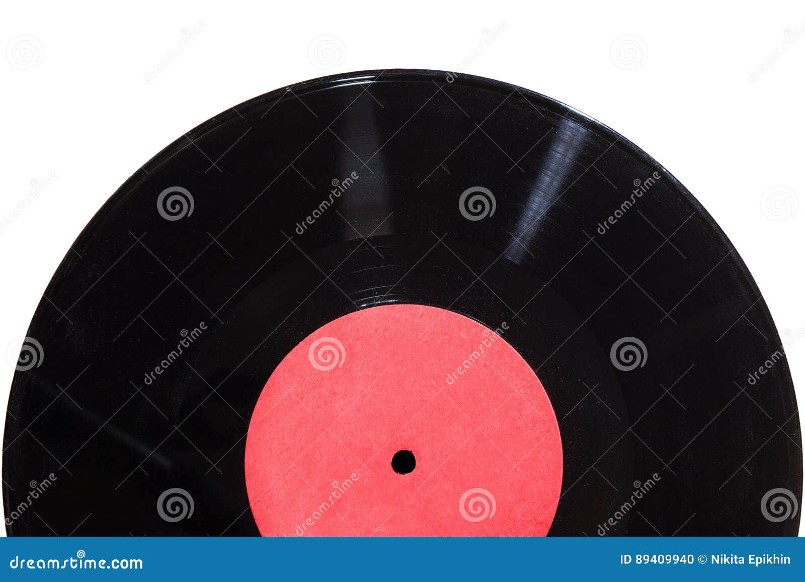 Vinyl disc with red label stock photo. Image of circle - 89409940