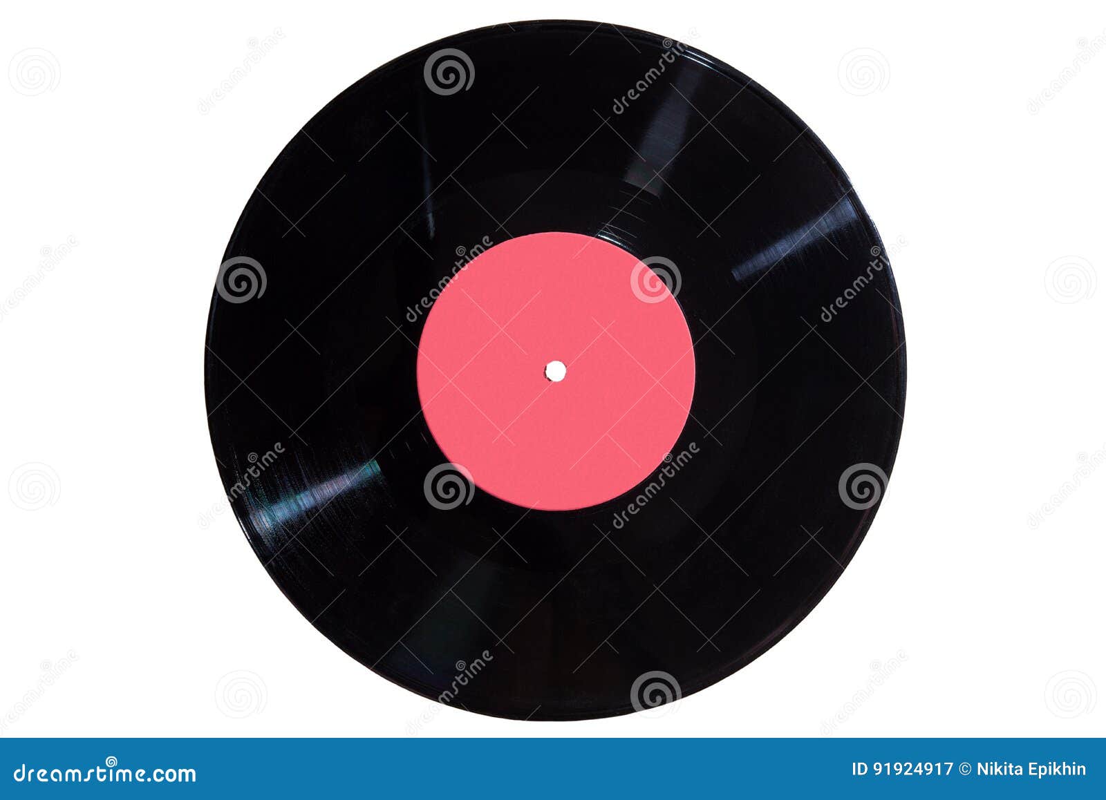 Vinyl disc with red label stock image. Image of isolated - 91924917