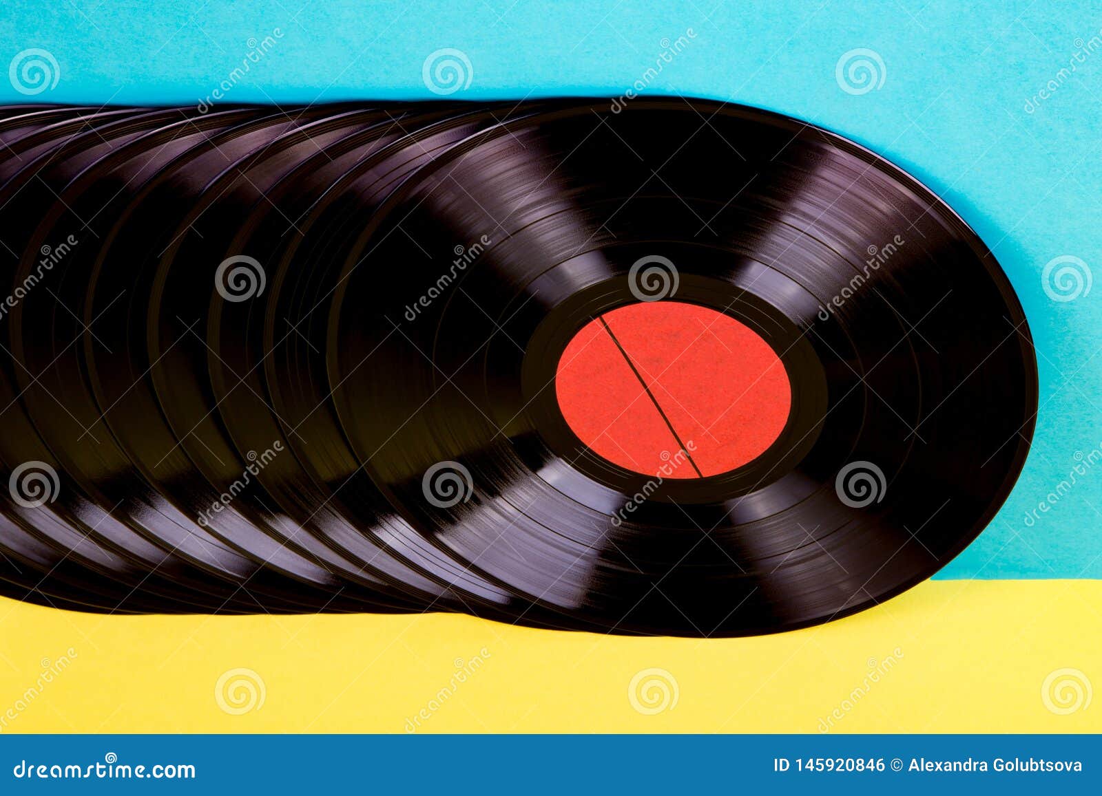 Vinyl discs on background. stock photo. Image of medium - 145920846