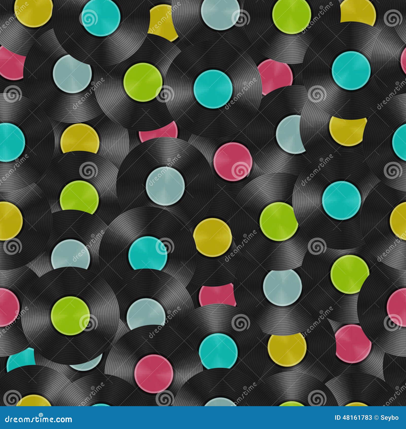 Vinyl Discs Seamless Pattern. Vector Stock Vector - Illustration of ...