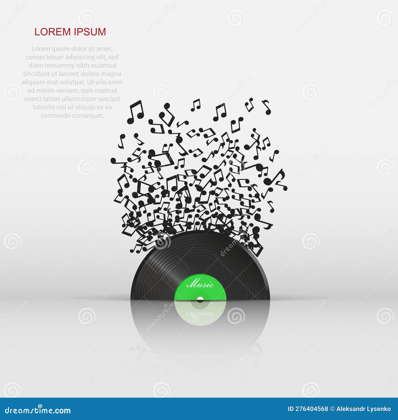 Vinyl Disk with Flying Sound Note. Music Disk Vector Illustration Stock ...