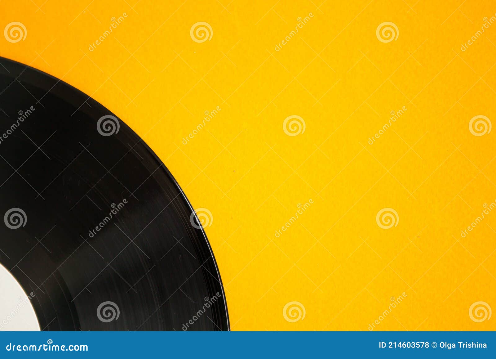 Vinyl Disk on Yellow Background. Vinyl Record, Close Up Stock Photo ...
