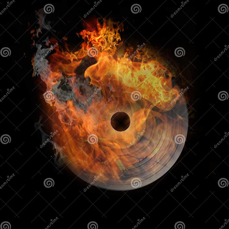 Vinyl in fire, very hot stock illustration. Illustration of nightclub ...