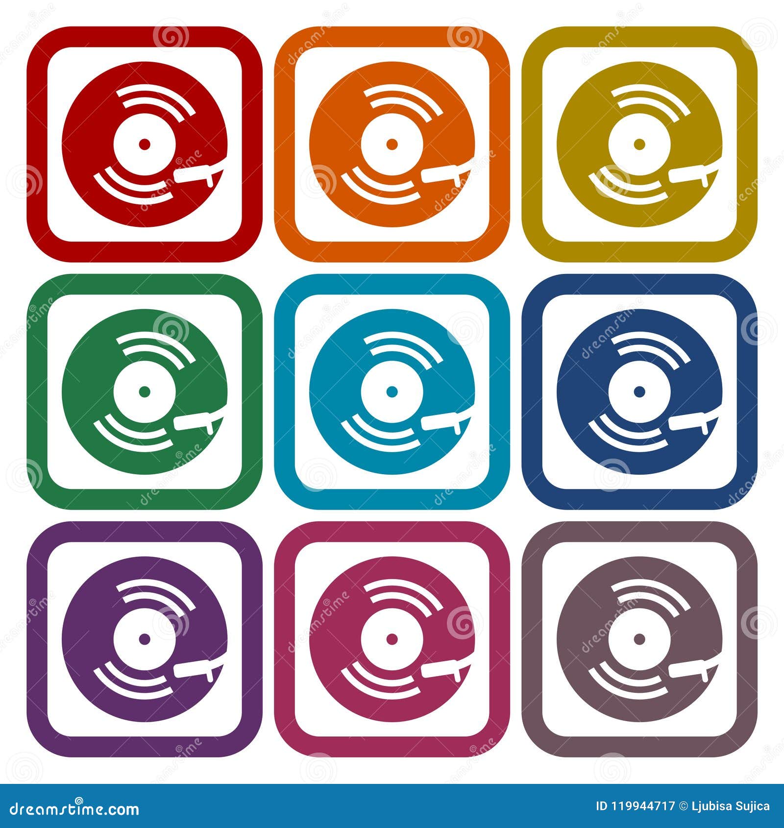 Vinyl Icon, Gramophone Icons Set Stock Vector - Illustration of ...