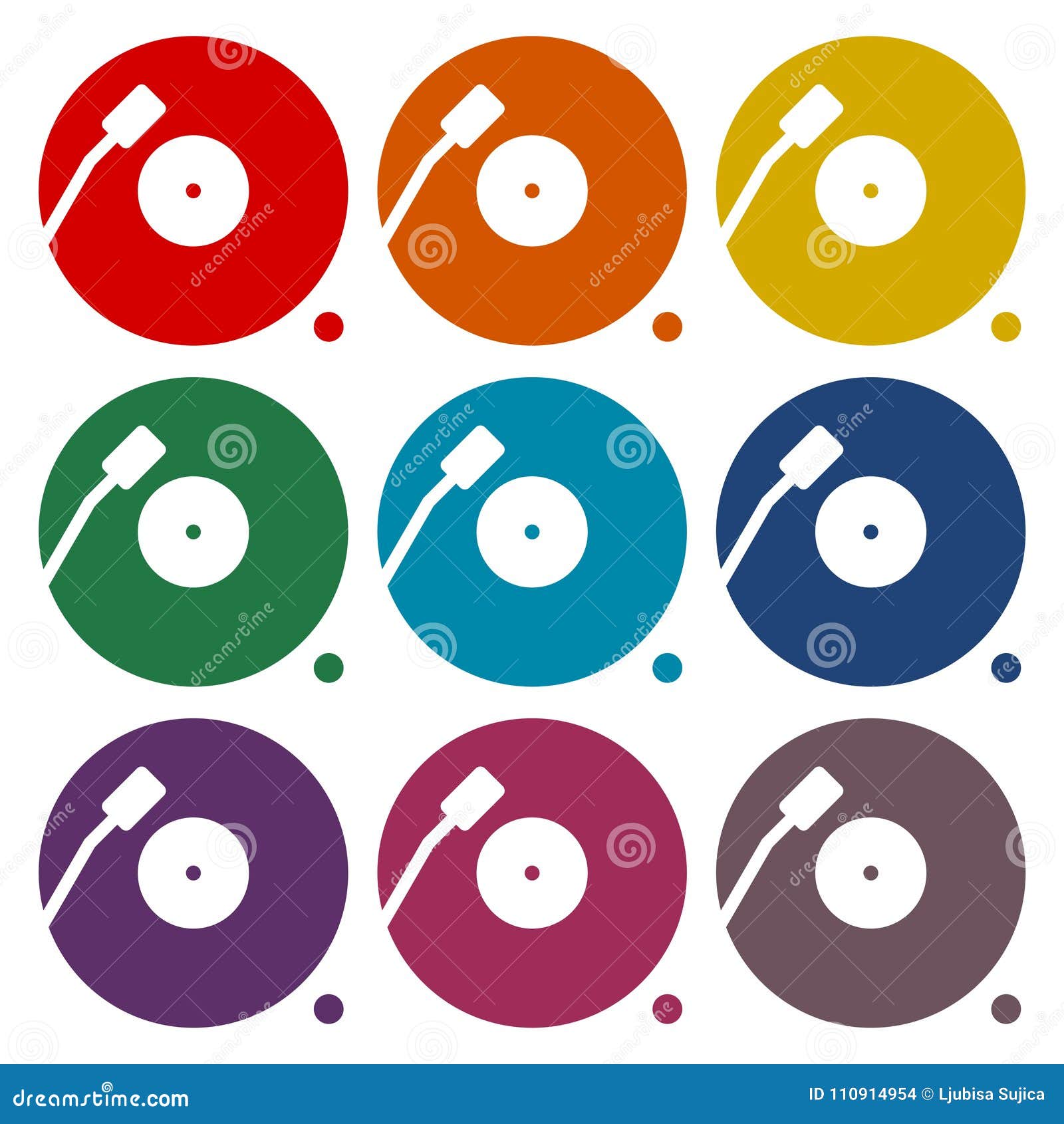 Vinyl icons set stock vector. Illustration of scratch - 110914954