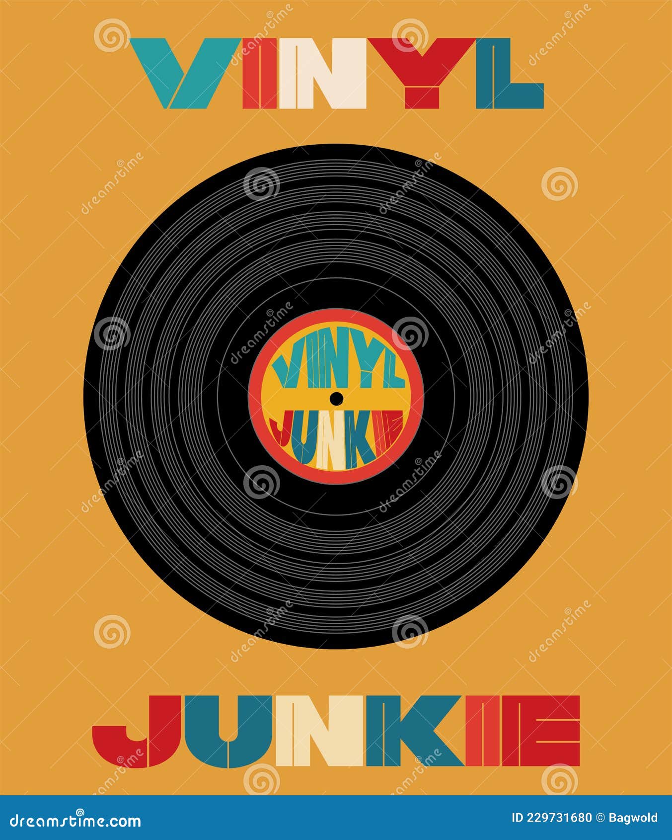 Vinyl Junkie Record Vector Design Stock Vector - Illustration of ...