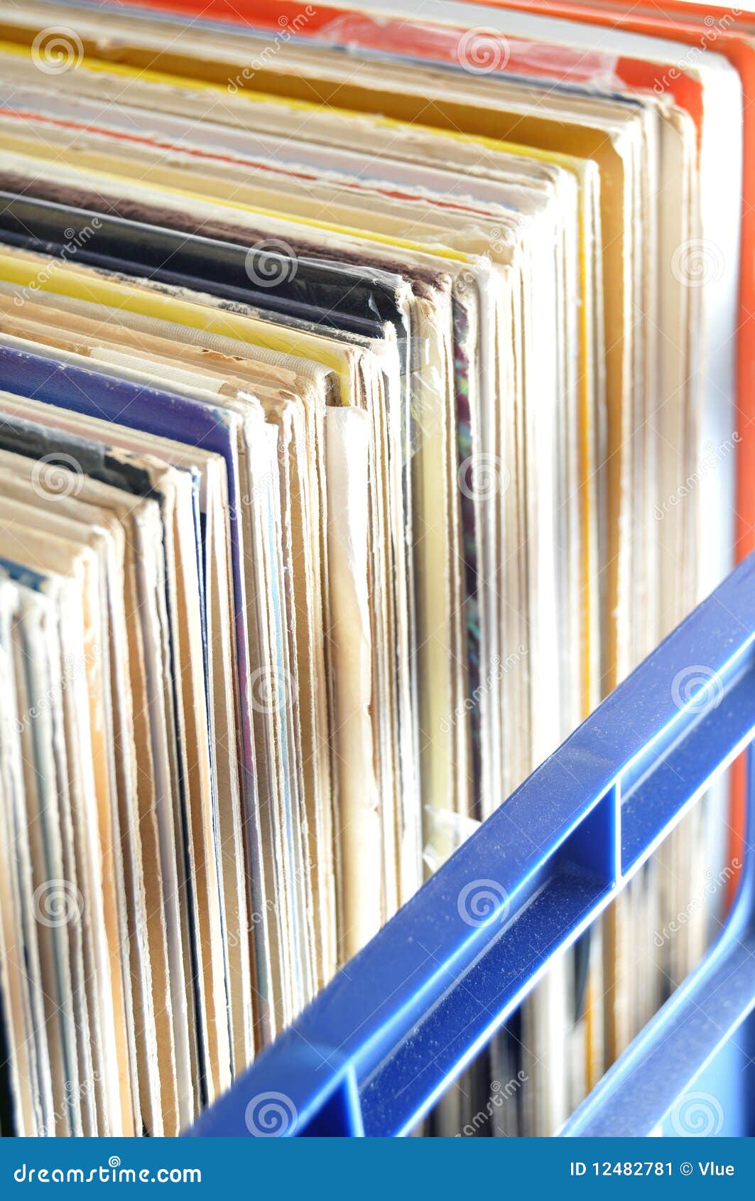 Vinyl LP Record Collection in Crate Stock Image - Image of stack, retro ...
