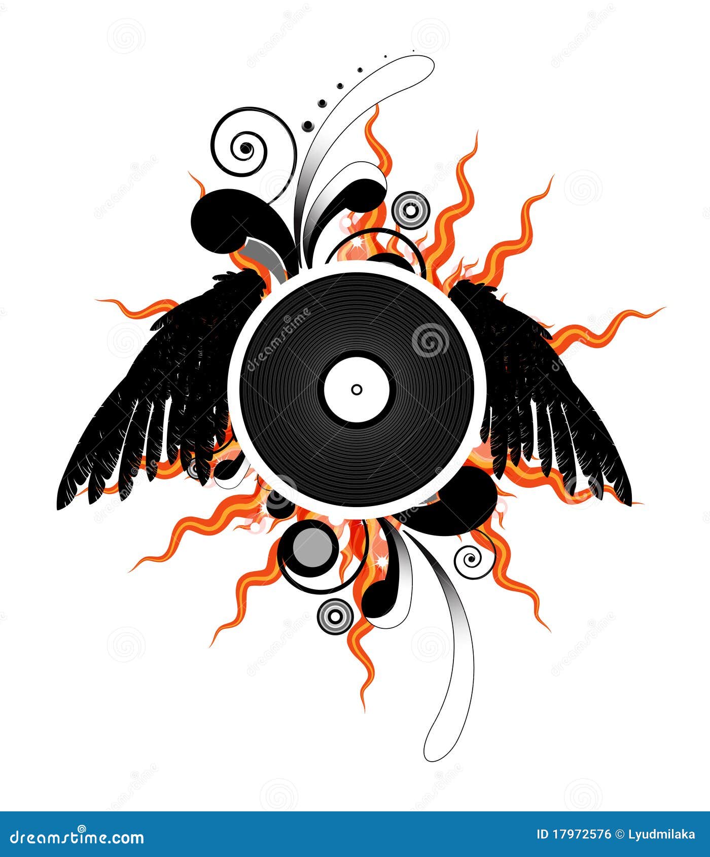 Vinyl LP record with wings stock vector. Illustration of disc - 17972576