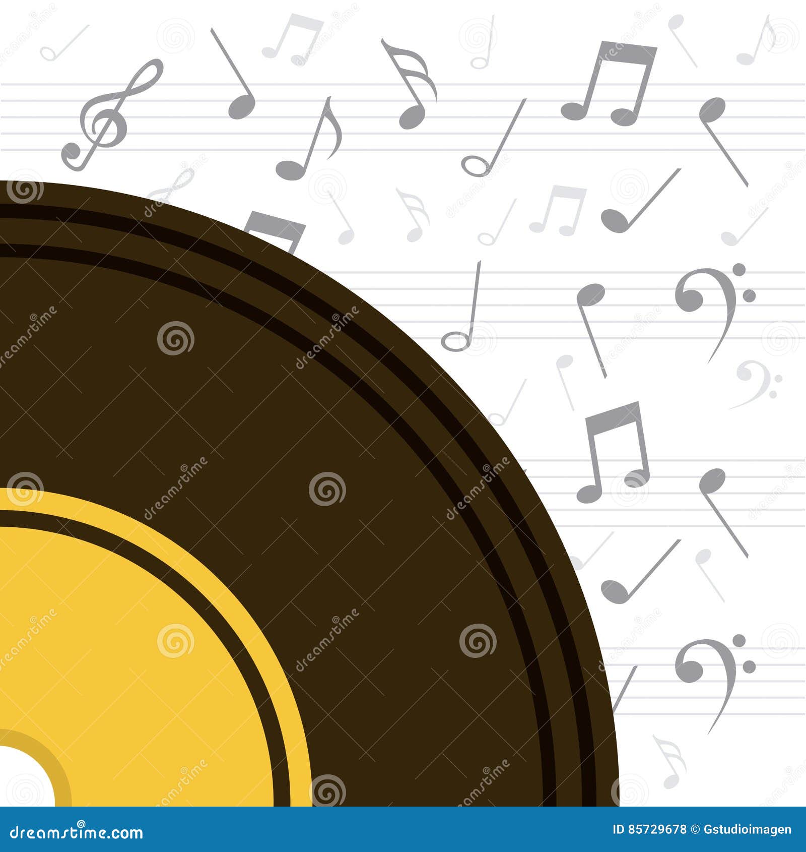 Vinyl with musical notes stock vector. Illustration of studio - 85729678