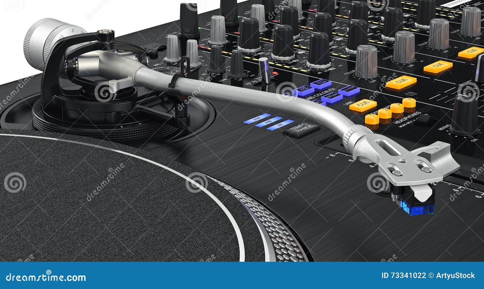 Vinyl Needle Dj Turntable Studio, Close View Stock Illustration ...