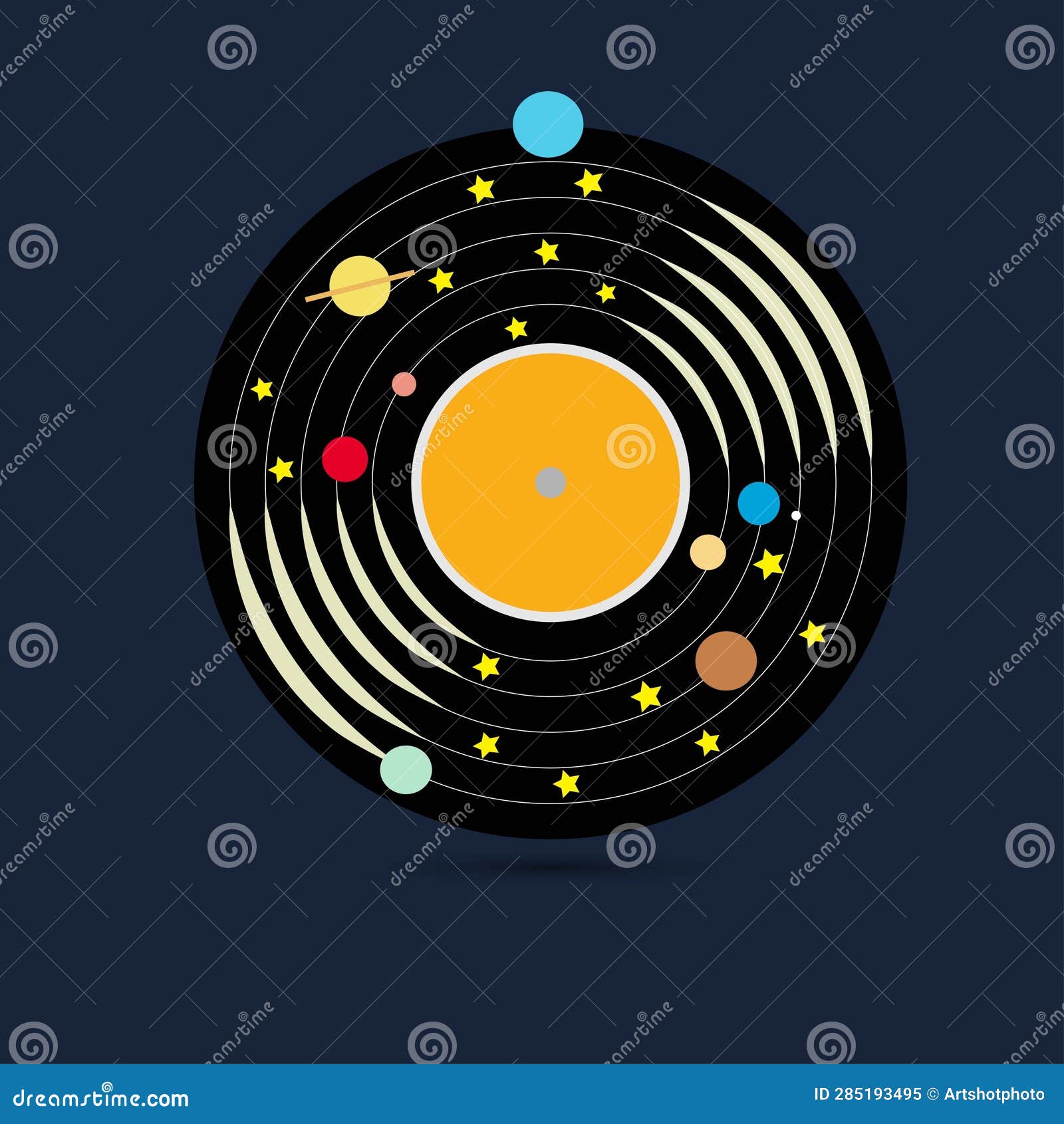 Vinyl As a Solar System with Planets and Stars Stock Illustration ...