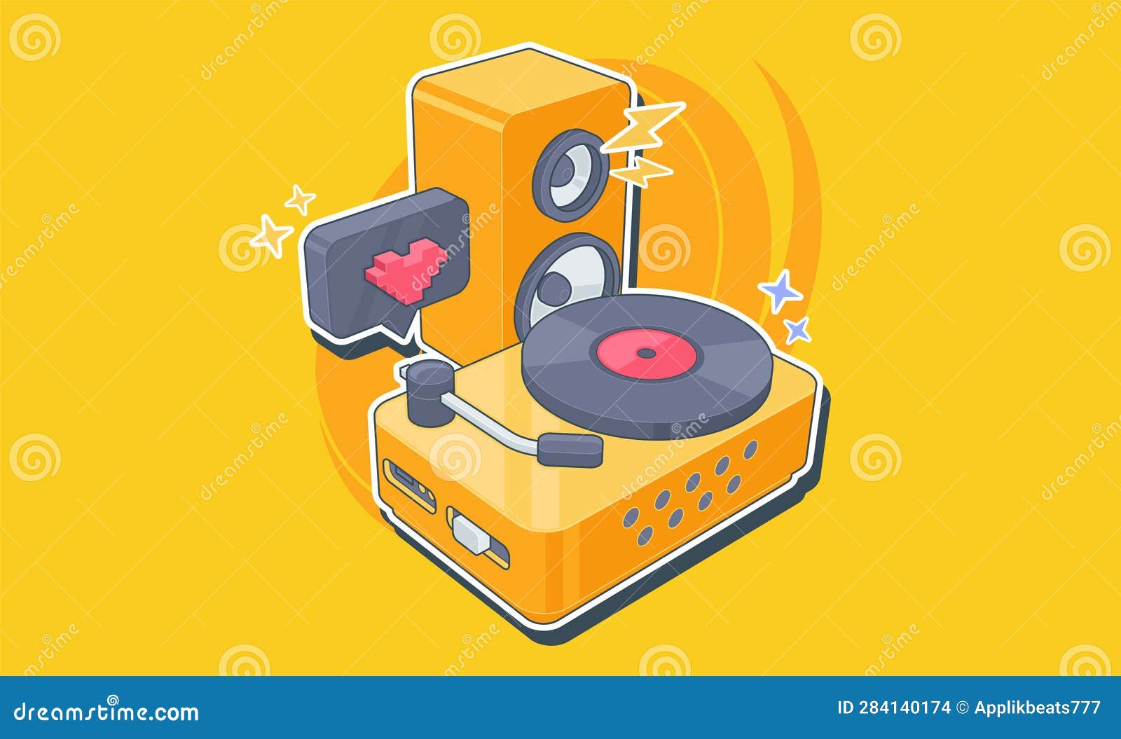 Vinyl Player with a Vinyl Disk in the Style of Pop Art. DJ Deck Stock ...