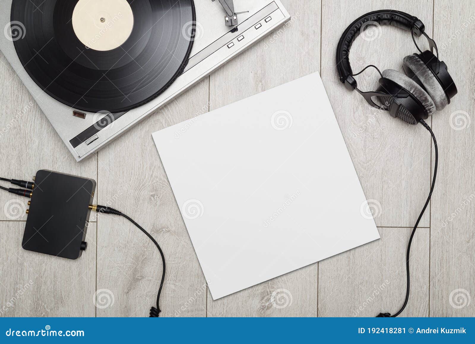 Vinyl Player with Empty Blank Cover Mockup Template Stock Image - Image ...