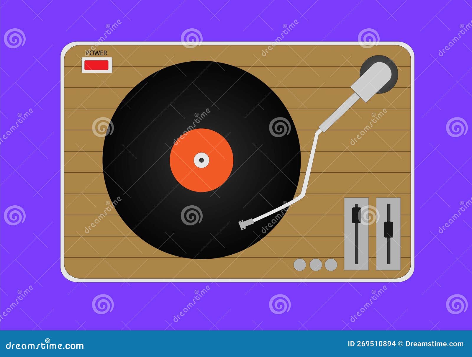 Vinyl Player Flat Illustration Stock Photo - Illustration of drawing ...