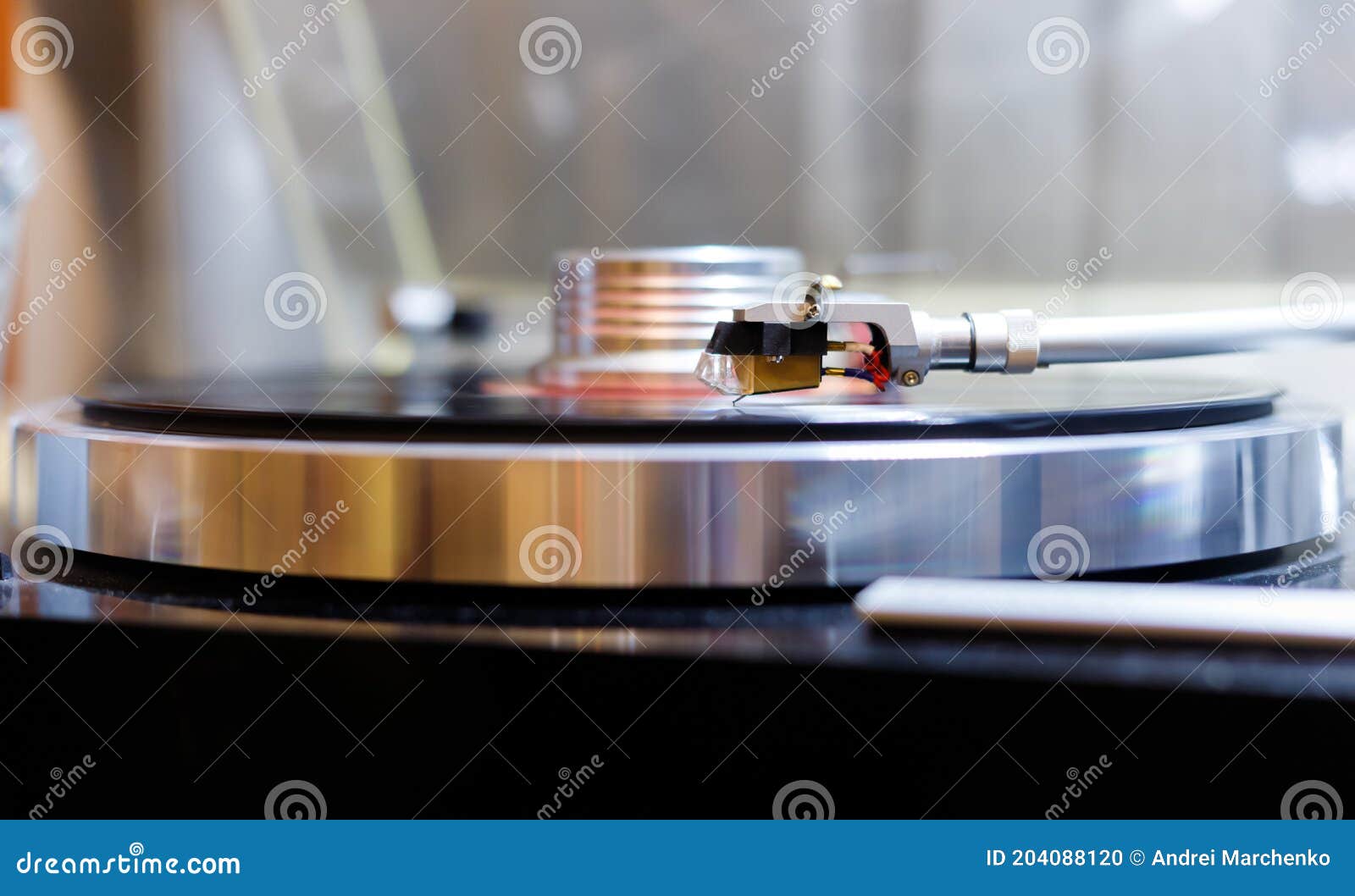 Vinyl Player Playing Record, Headshell Close Up Stock Photo - Image of ...