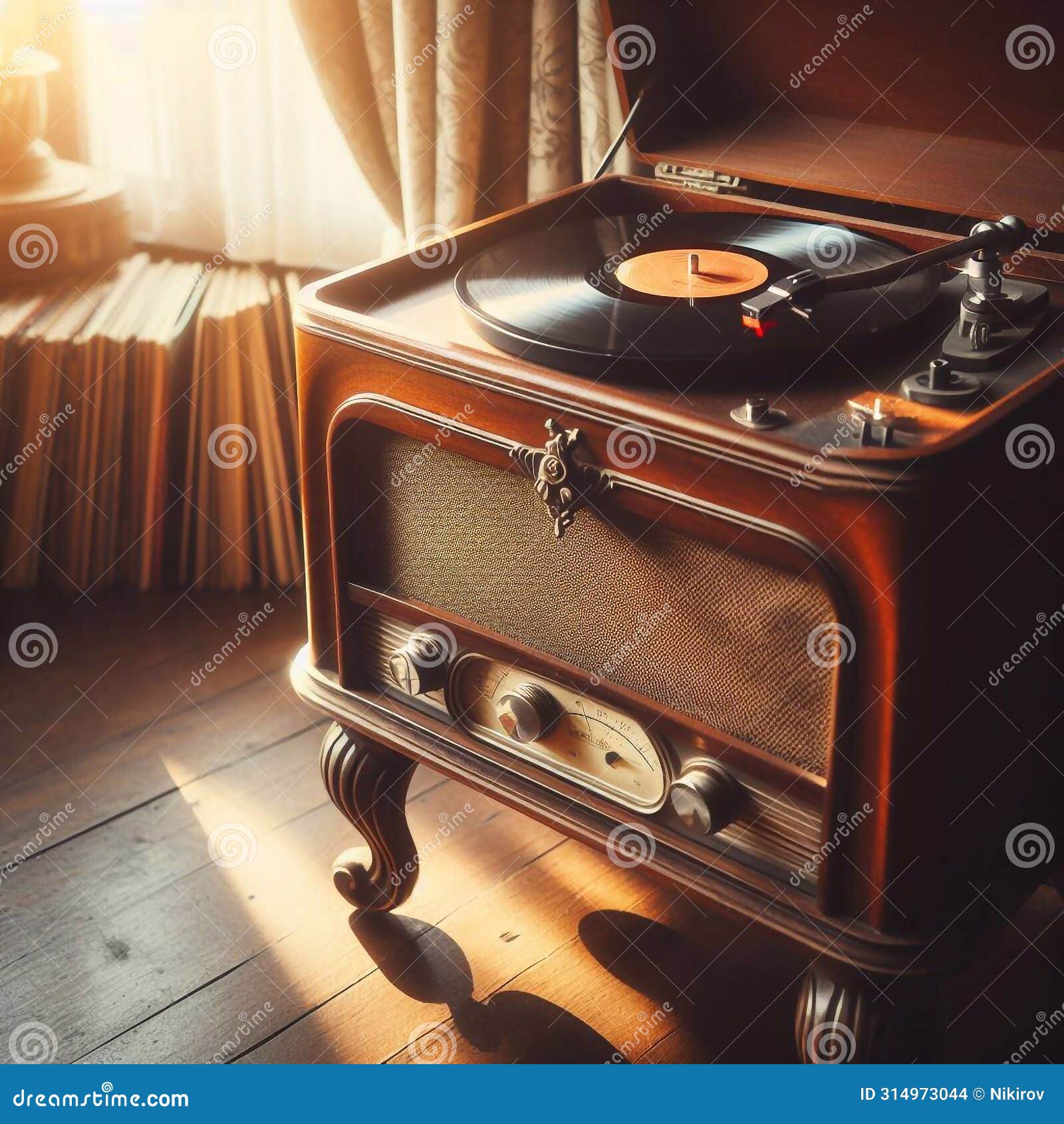 Vinyl Player Plays a Record. Generated AI Stock Illustration ...