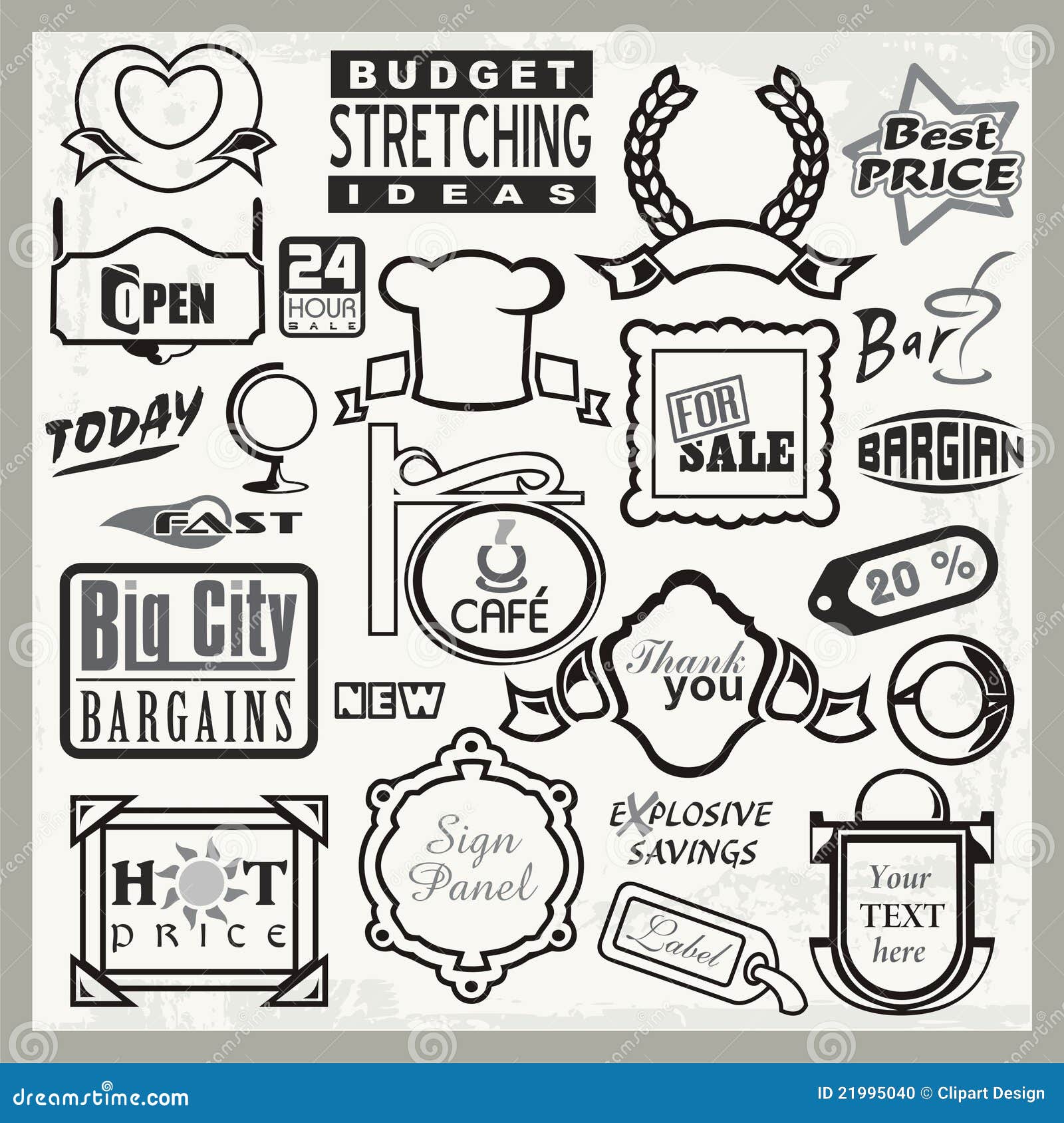 Vinyl Ready Sign Designs, Headers & Labels Set Stock Illustration ...