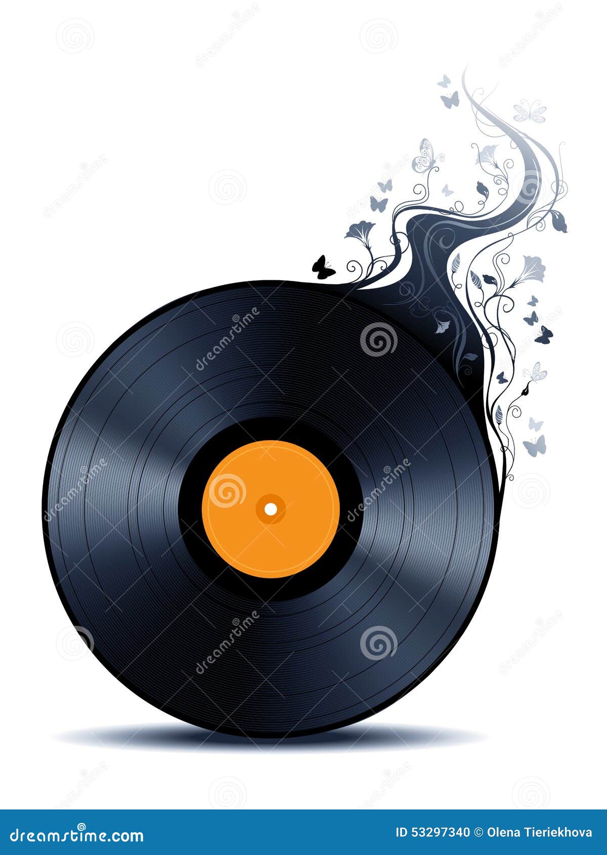 Vinyl Record with Abstract Flowers. Stock Vector - Illustration of ...