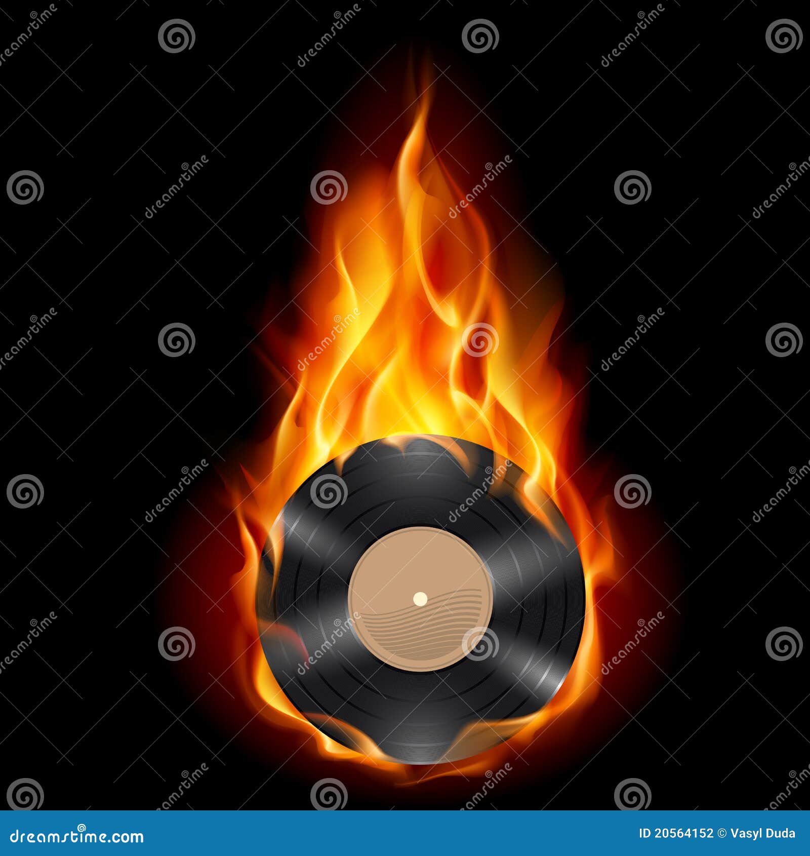 Vinyl Record Burning Symbol Stock Vector - Illustration of background ...
