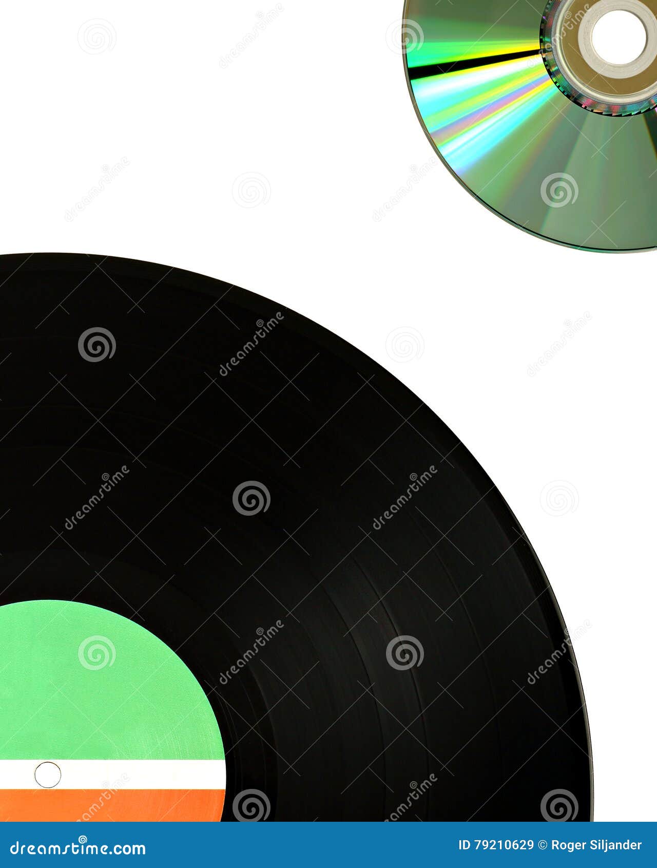 Vinyl Record with Compact Disk Stock Image - Image of isolated ...