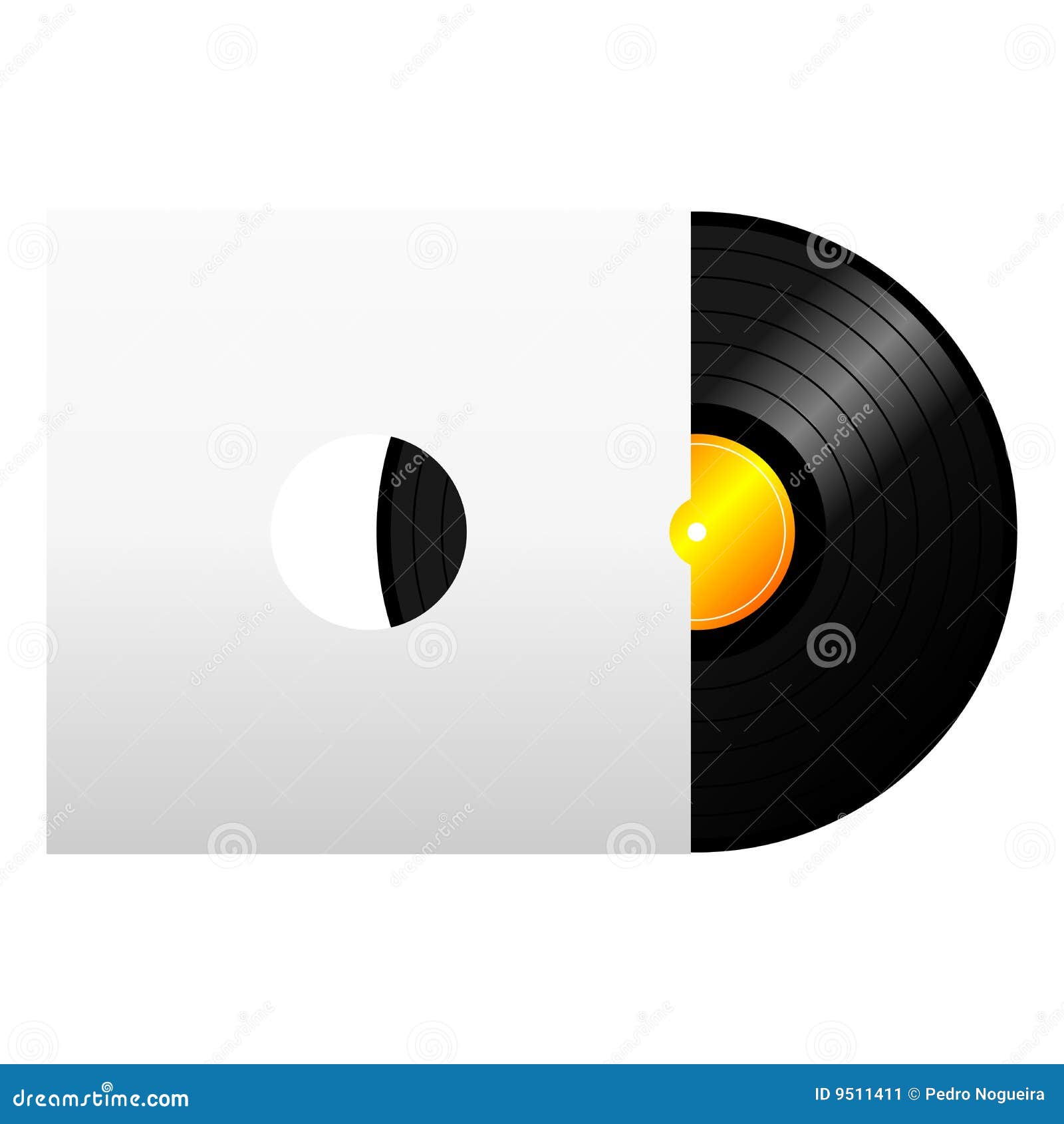 Vinyl record with cover stock vector. Illustration of mono - 9511411