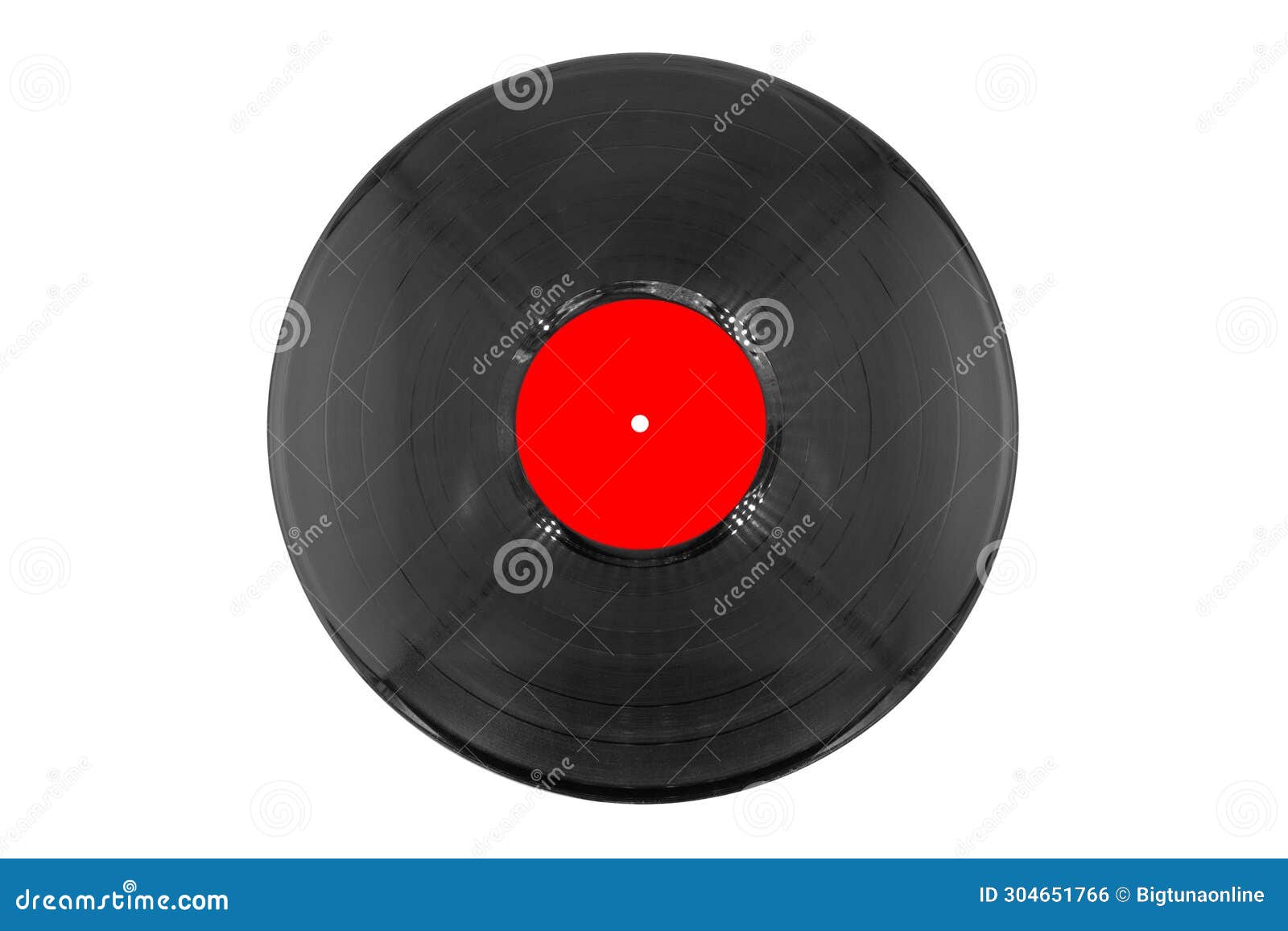 Vinyl Record Disc with Red Label Isolated Over a White Background ...
