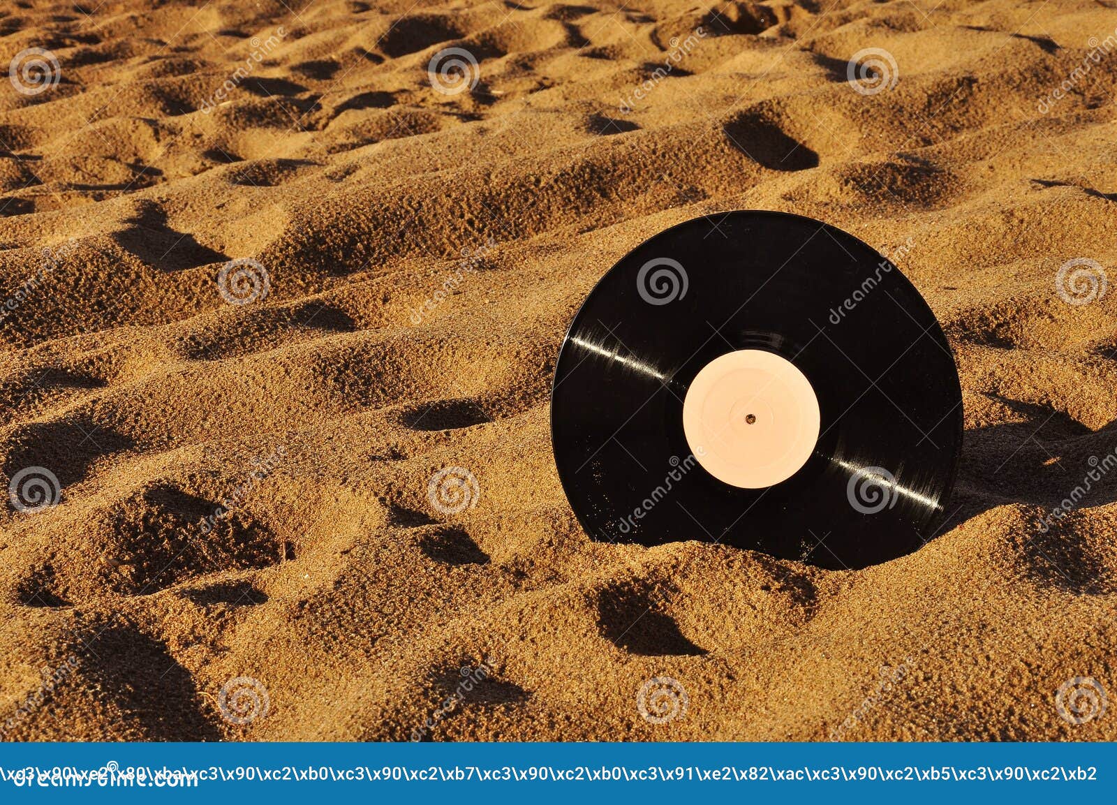 Vinyl Record Disk on a Sandy Beach. Stock Image - Image of black ...