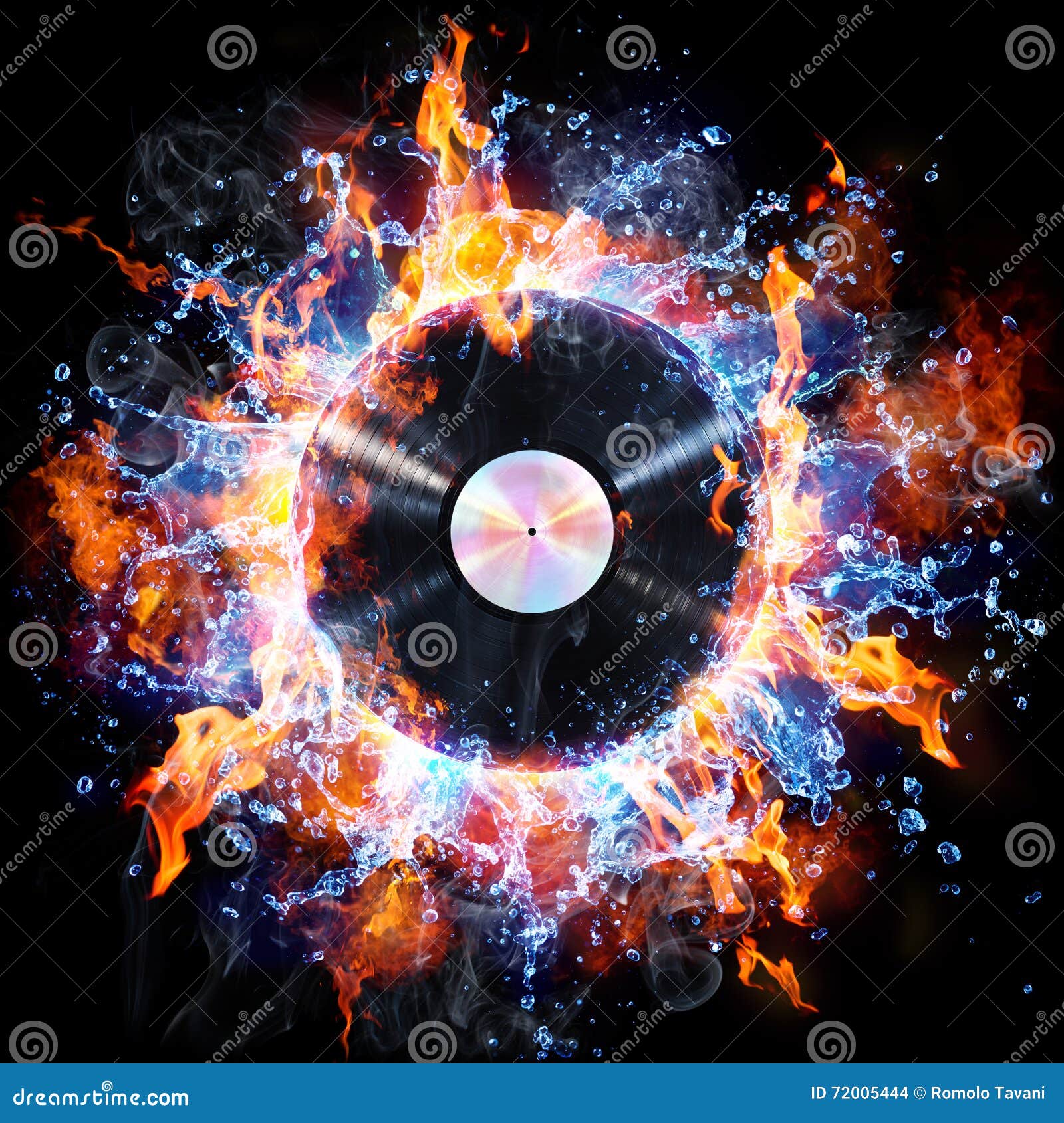 Vinyl Record with Fire and Water Stock Photo - Image of record, dancing ...