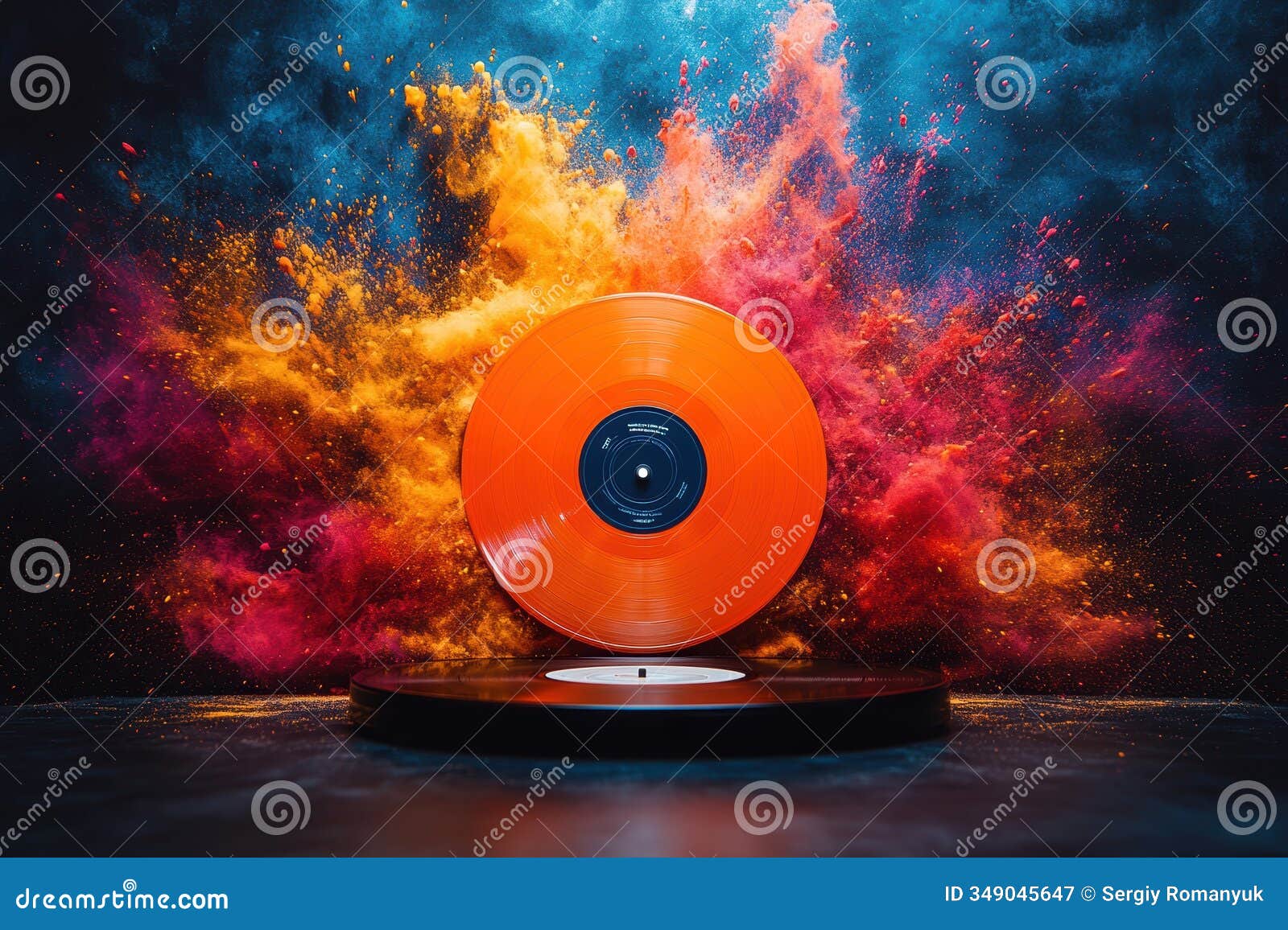 Vinyl Record in Front of Vibrant Color Splash Creating an Artistic ...