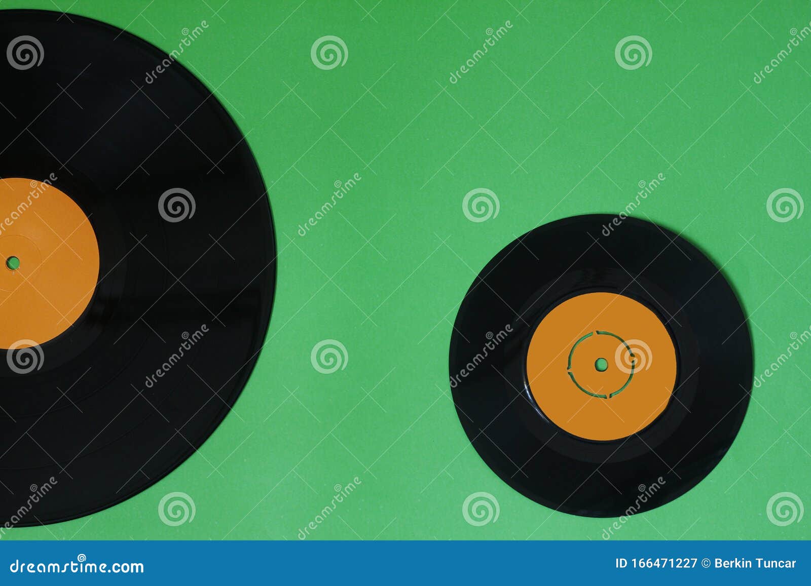 Vinyl Record on a Green Background. Retro Style. Top View. Stock Image ...