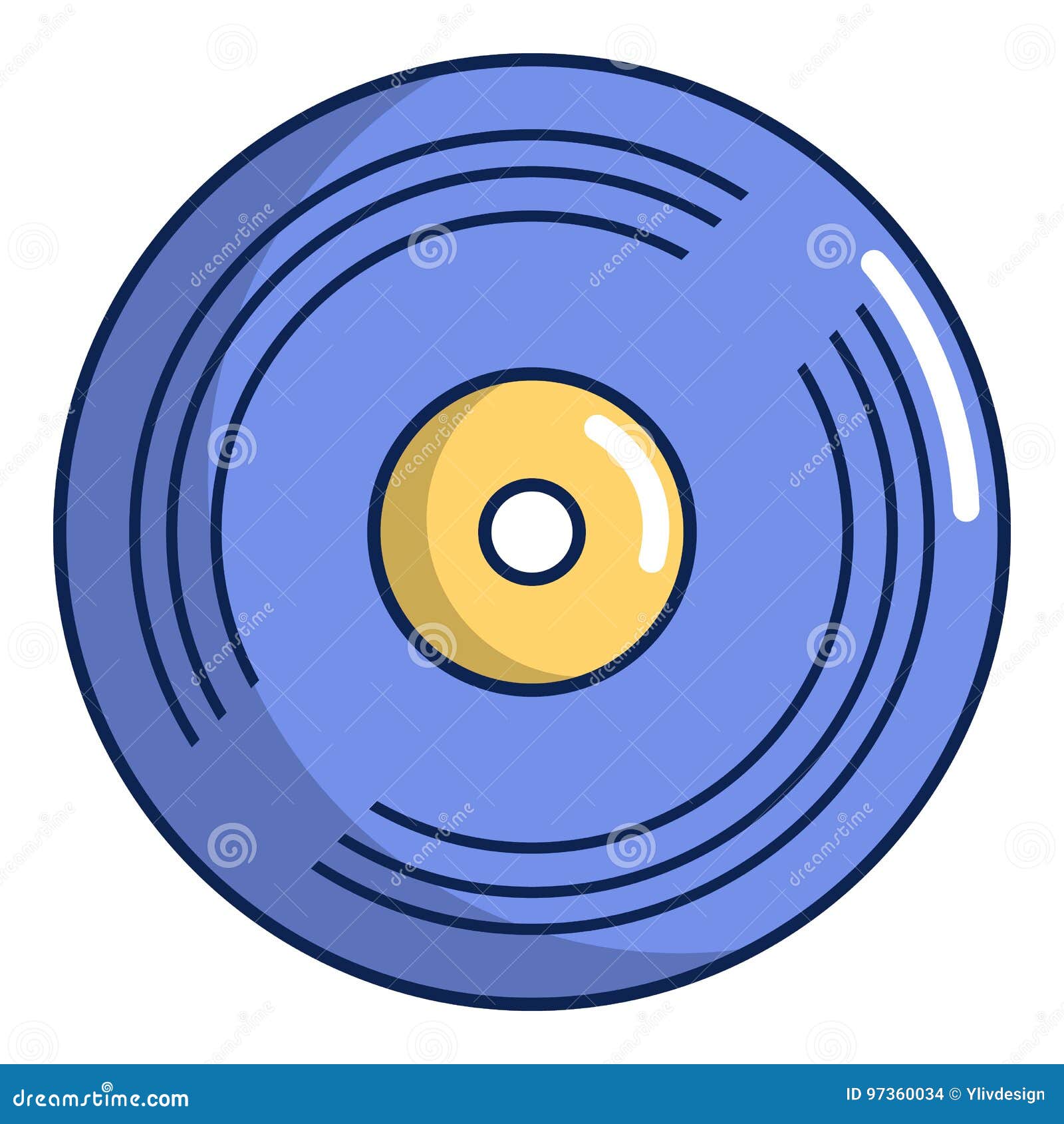 Vinyl Record Icon, Cartoon Style Stock Vector - Illustration of audio ...