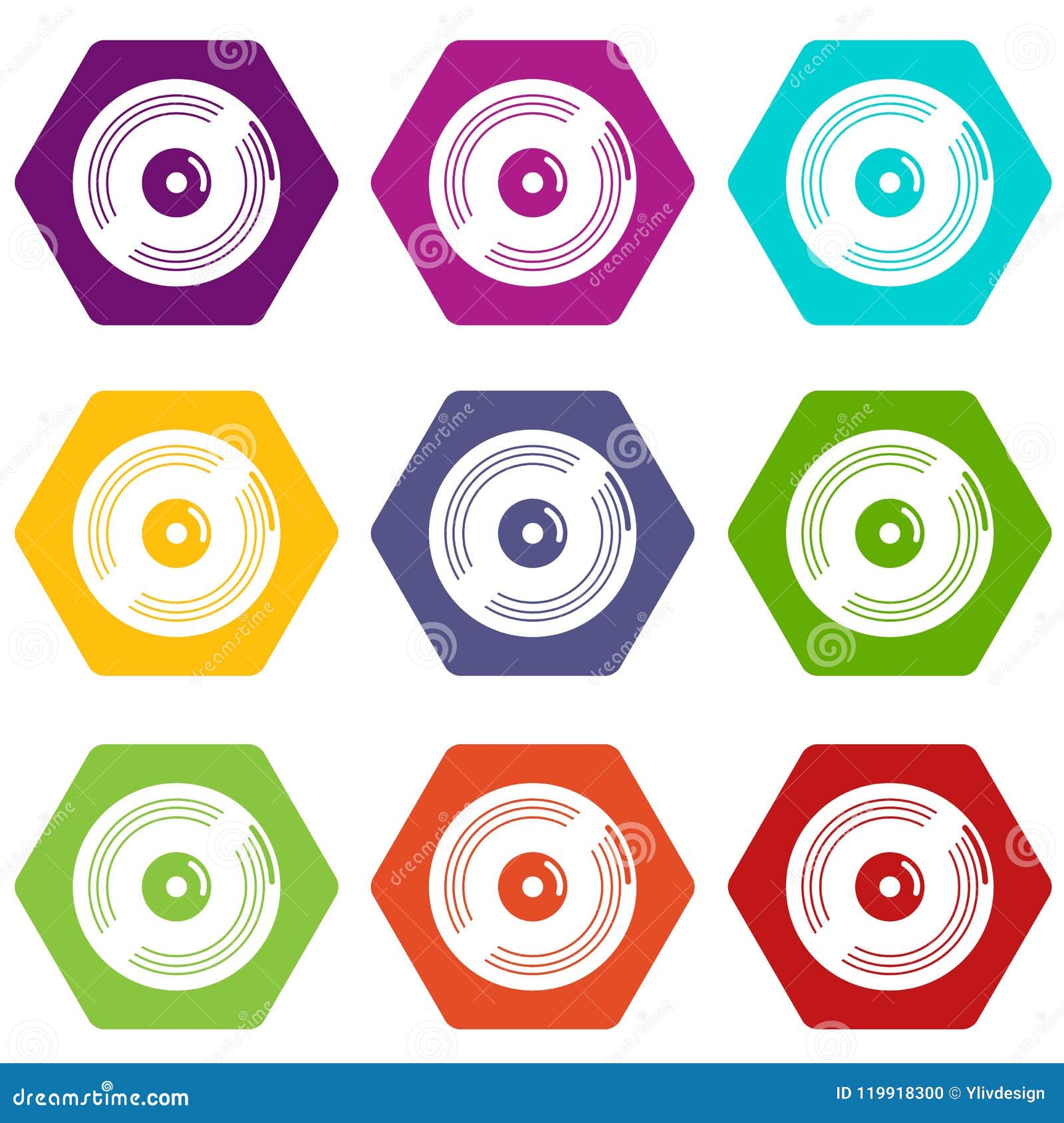 Vinyl Record Icons Set 9 Vector Stock Vector - Illustration of ...