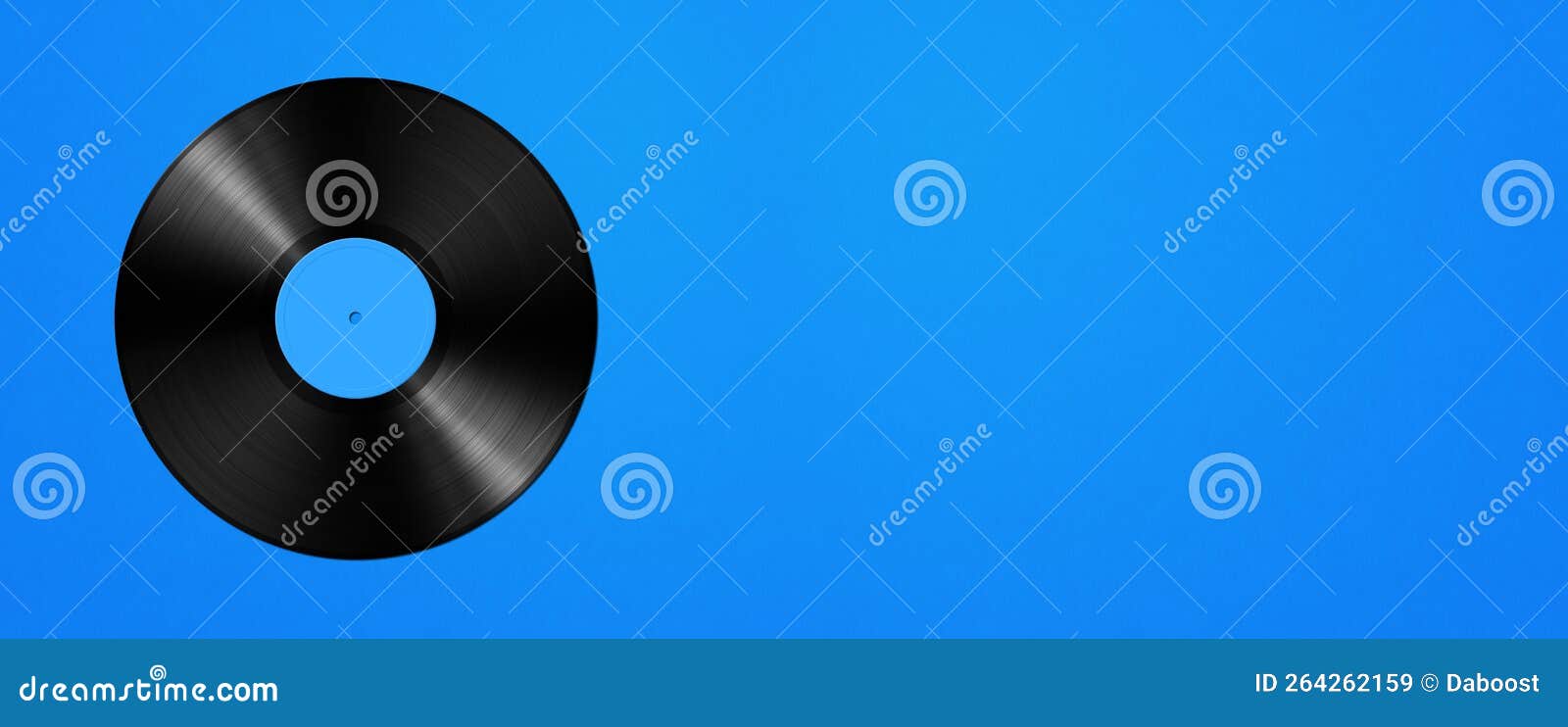 Vinyl Record Isolated on Blue Background. Horizontal Banner Stock ...