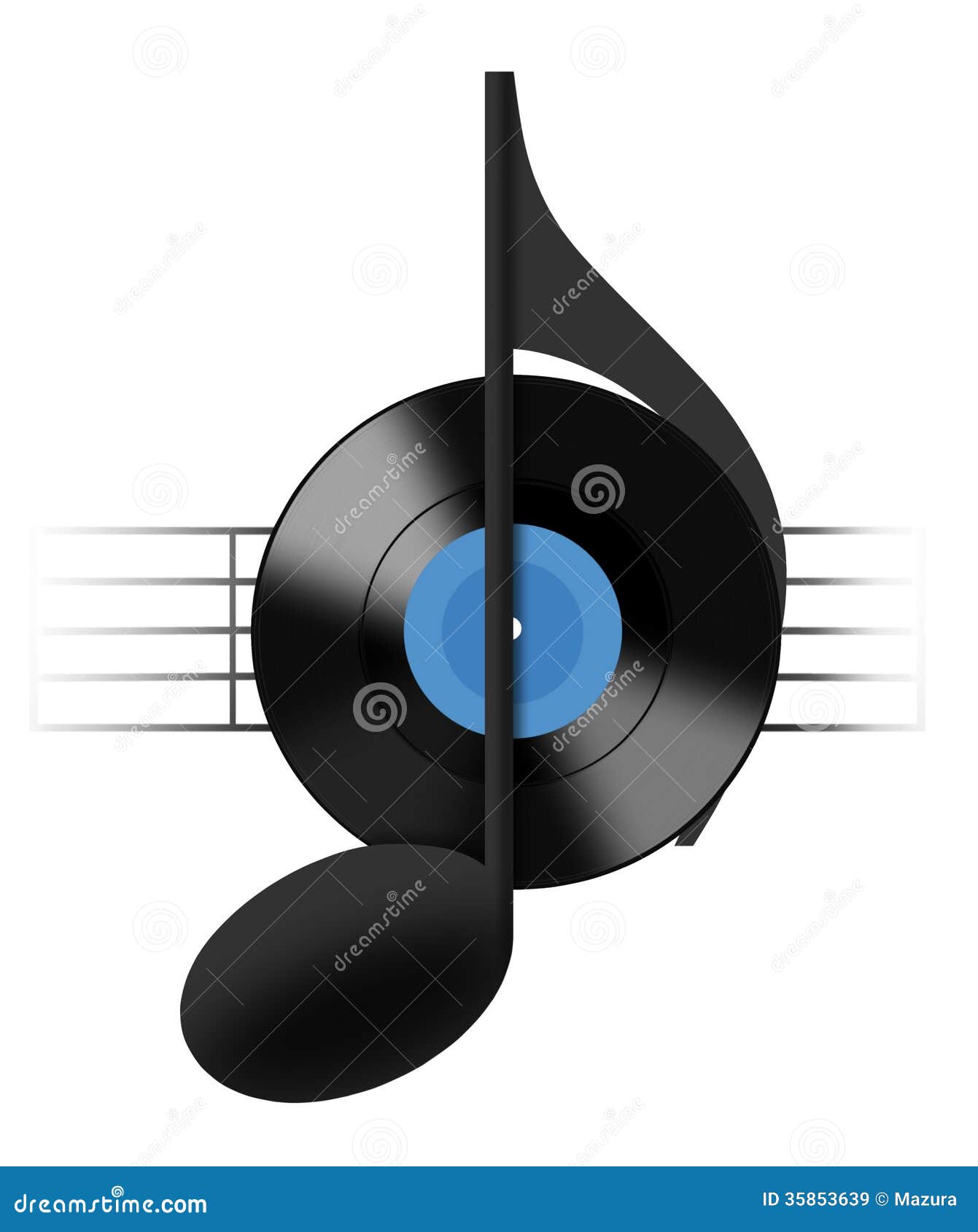 Vinyl Record and Music Note Stock Illustration - Illustration of music ...