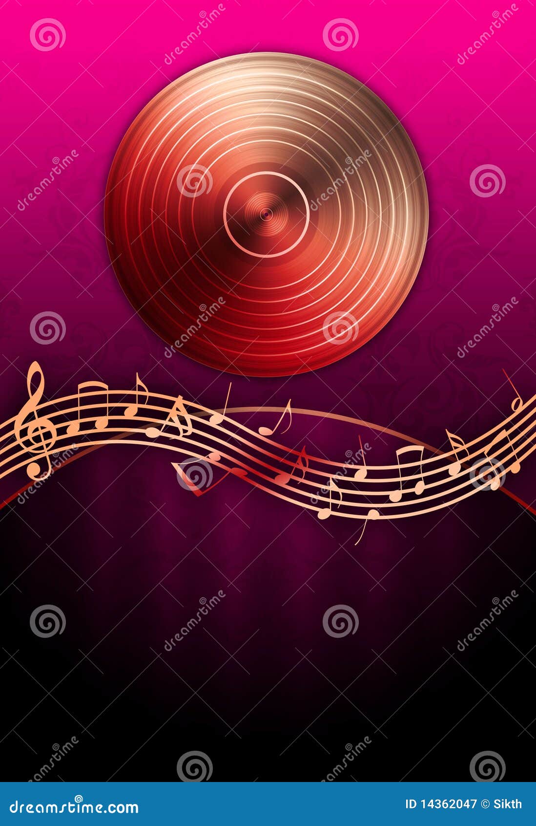 Vinyl Record & Music Notes Stock Illustration - Illustration of dark ...