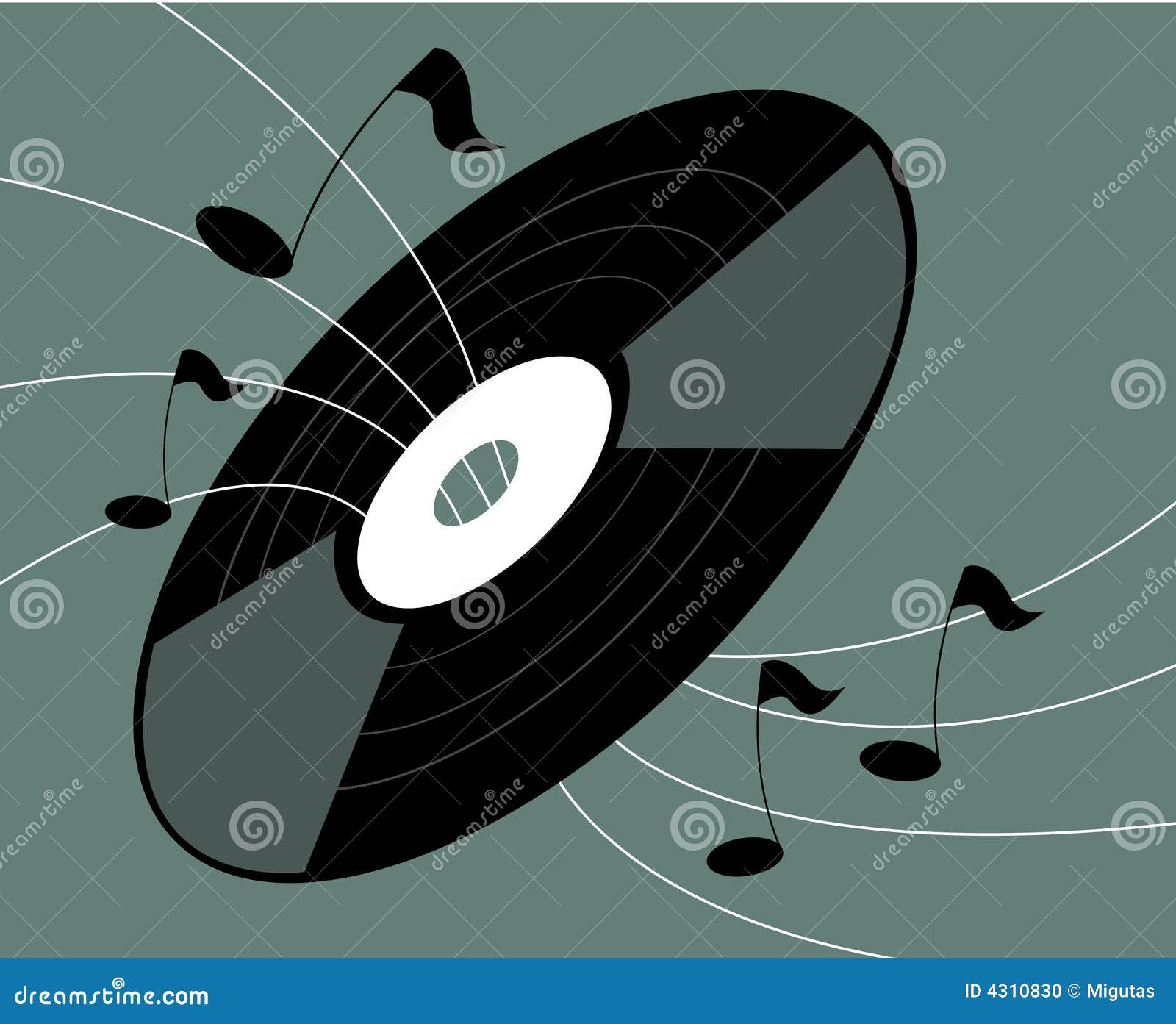Vinyl Record and Music Notes Stock Vector - Illustration of vector ...